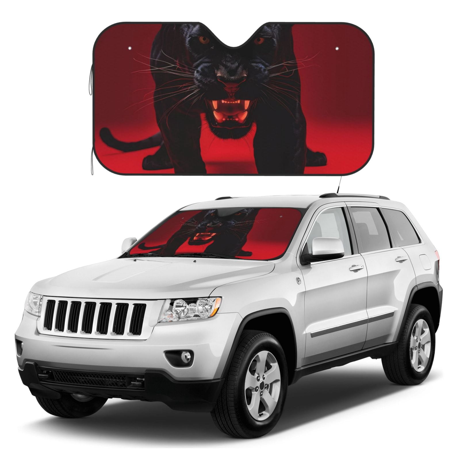 Kdxio Black Panther Red Background Print Windshield Sun Shade, Foldable ...