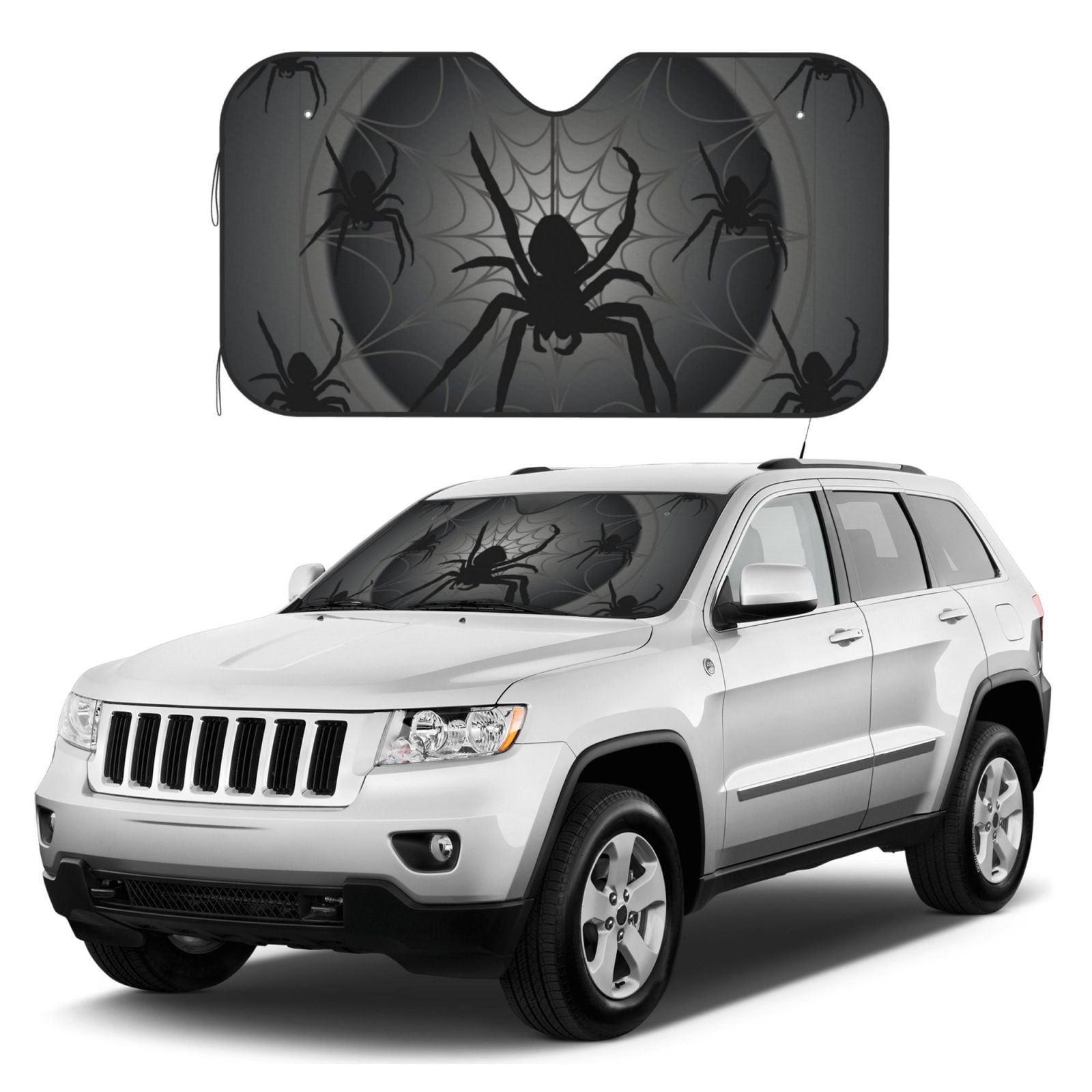 Kdxio Black Spiders Print Windshield Sun Shade, Foldable Sun Blocker ...