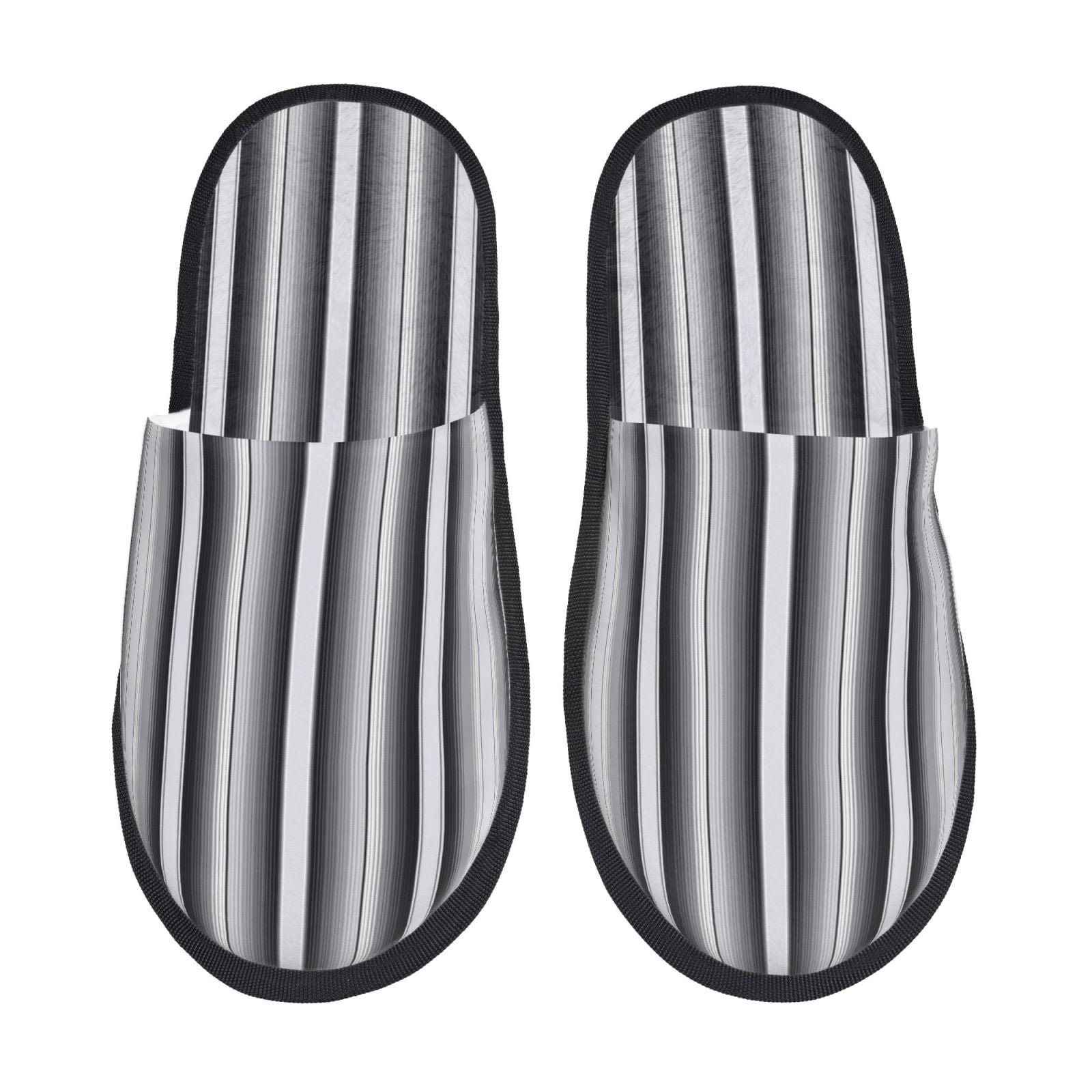 Kdxio Black White Gray Mexican Blanket Serape Stripes Slippers Fuzzy ...