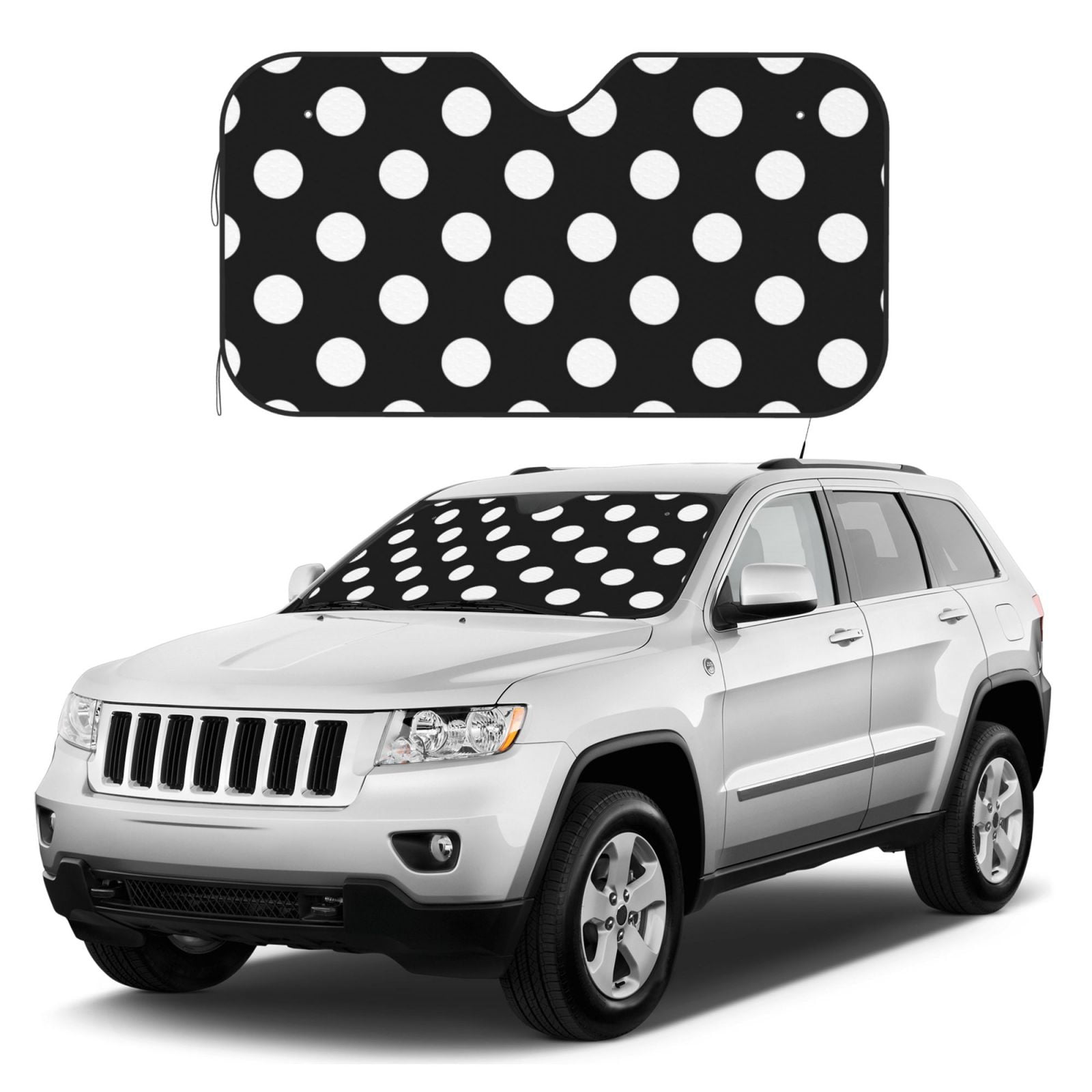 Kdxio Black and White Polka Dot Print Windshield Sun Shade, Foldable ...