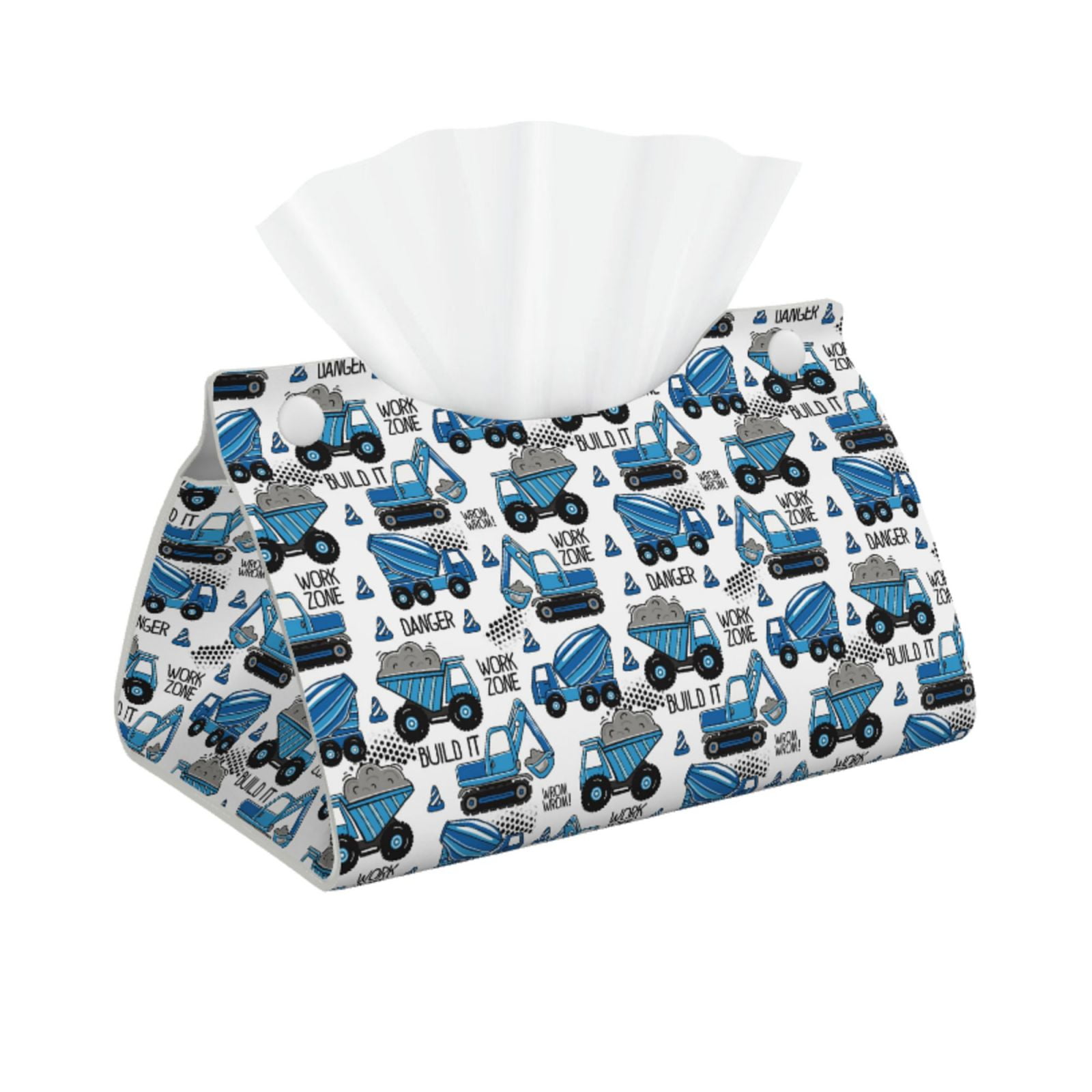 Kdxio Blue Excavator Print Tissue Box Cover,Modern PU Leather ...