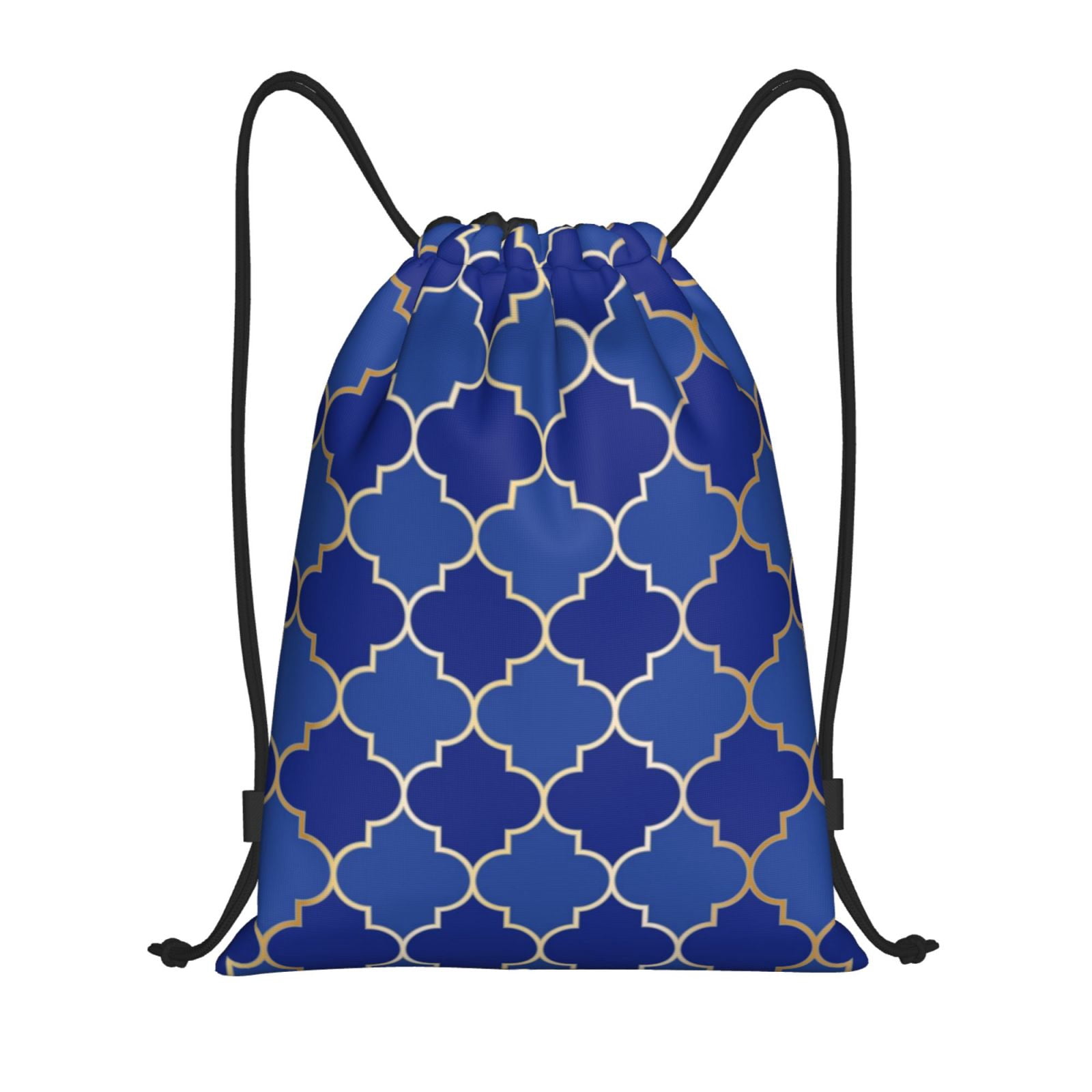 Kdxio Blue Gold Grid Lantern Shapes Print Drawstring Backpack Bag ...