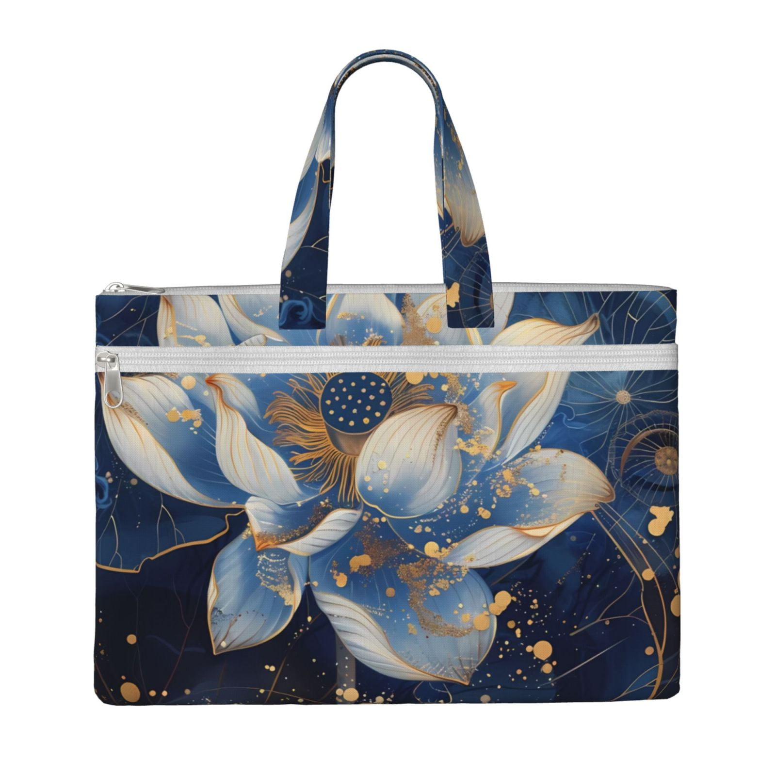 Kdxio Blue Golden Dream Lotus File Tote Document Bag Business Briefcase ...