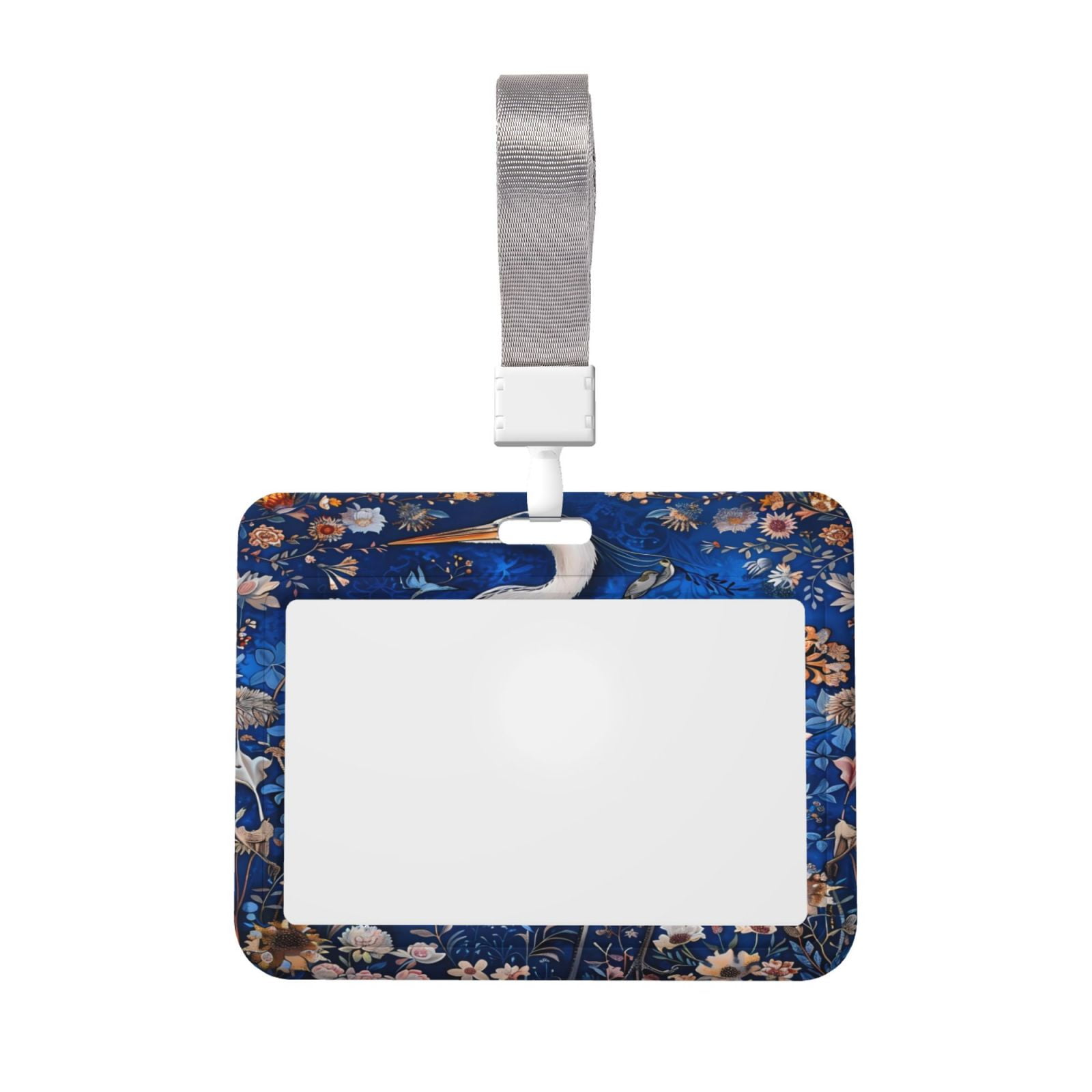 Kdxio Blue Heron Floral Garden Card Badge Holder Work Badge Sleeve for ...