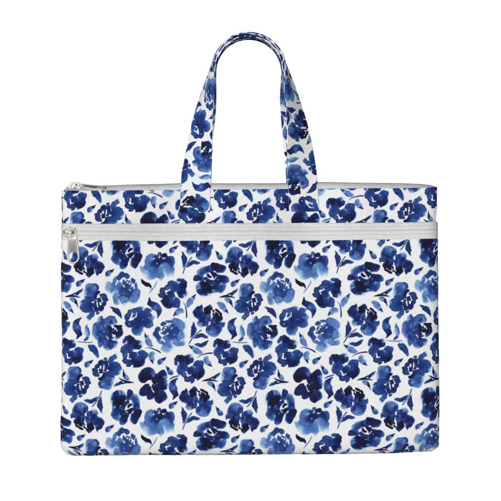 Kdxio Blue Ink Flowers File Tote Document Bag Business Briefcase Bag ...