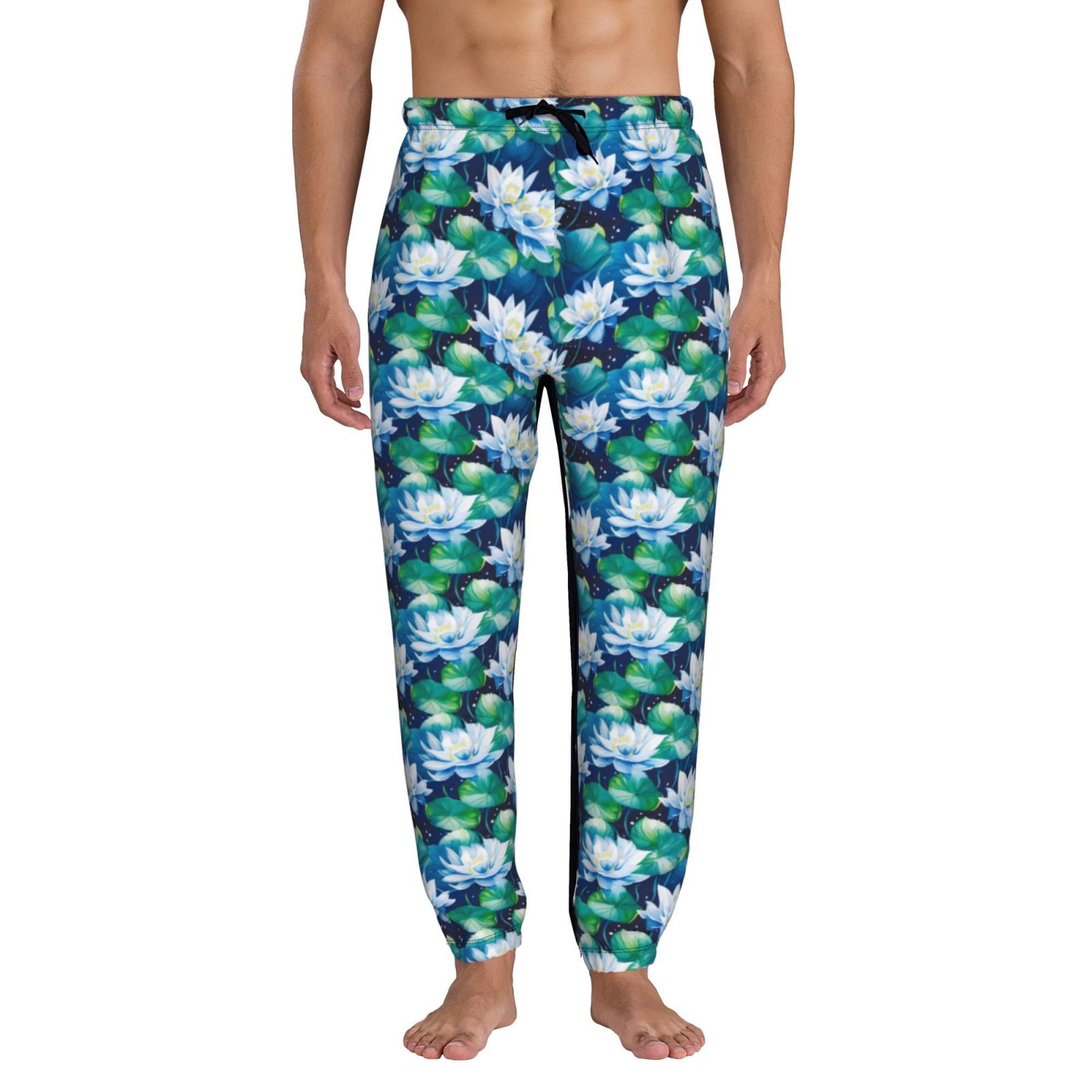 Kdxio Blue Lotus Flower Pattern Joggers,Sweatpants for Men with Pockets ...
