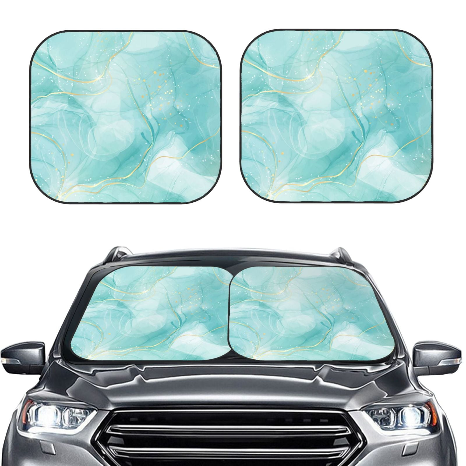 Kdxio Blue Marble Print 2-Piece Sun Shade Front Windshield - Foldable ...