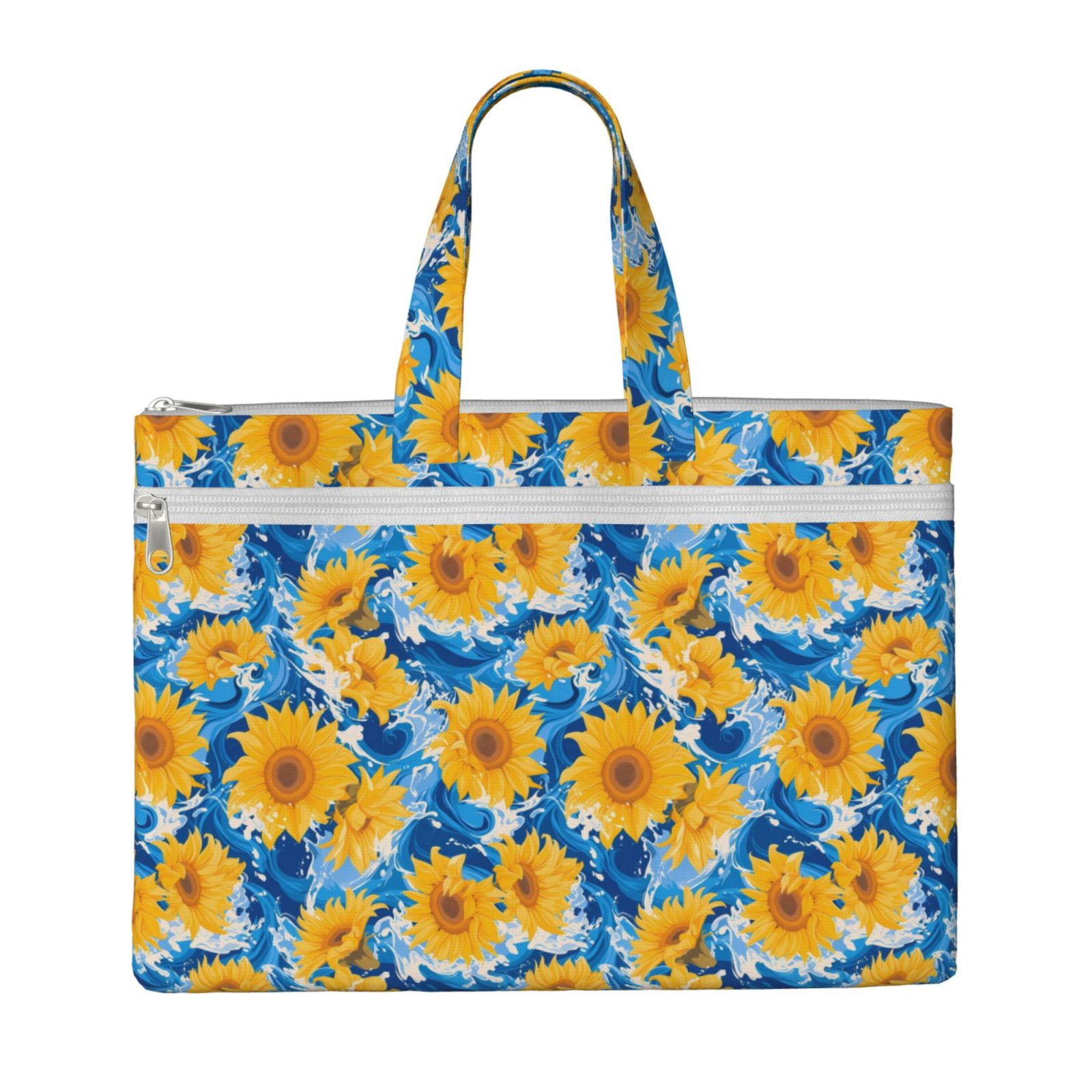 Kdxio Blue Ocean Wave Sunflower File Tote Document Bag Business ...