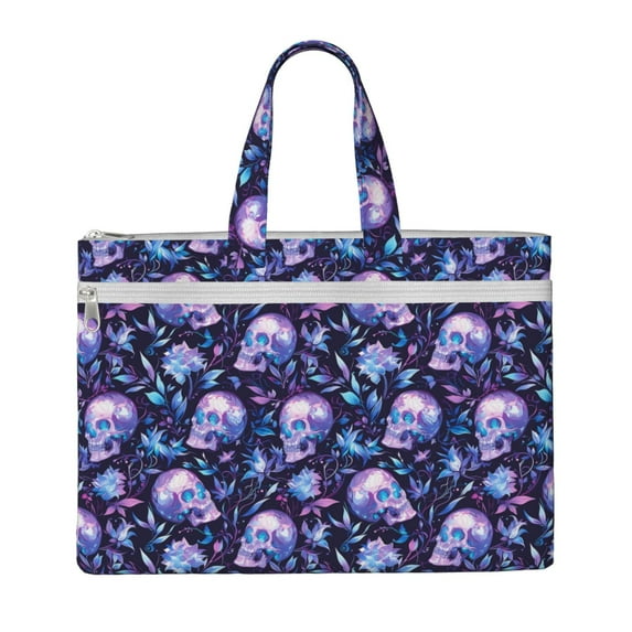 Kdxio Blue Skull Crystal File Tote Document Bag Business Briefcase Bag ...