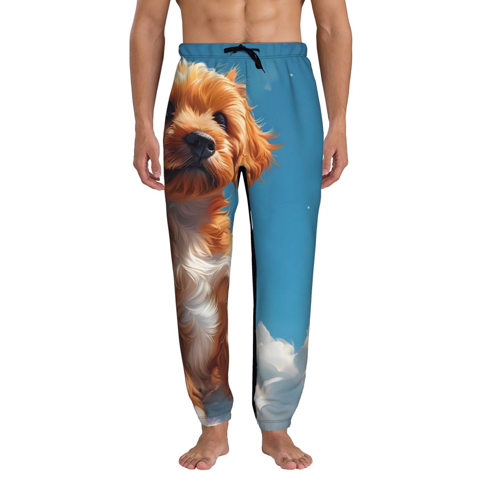 Kdxio Blue Sky Cloud Puppy Pattern Joggers,Sweatpants for Men with ...