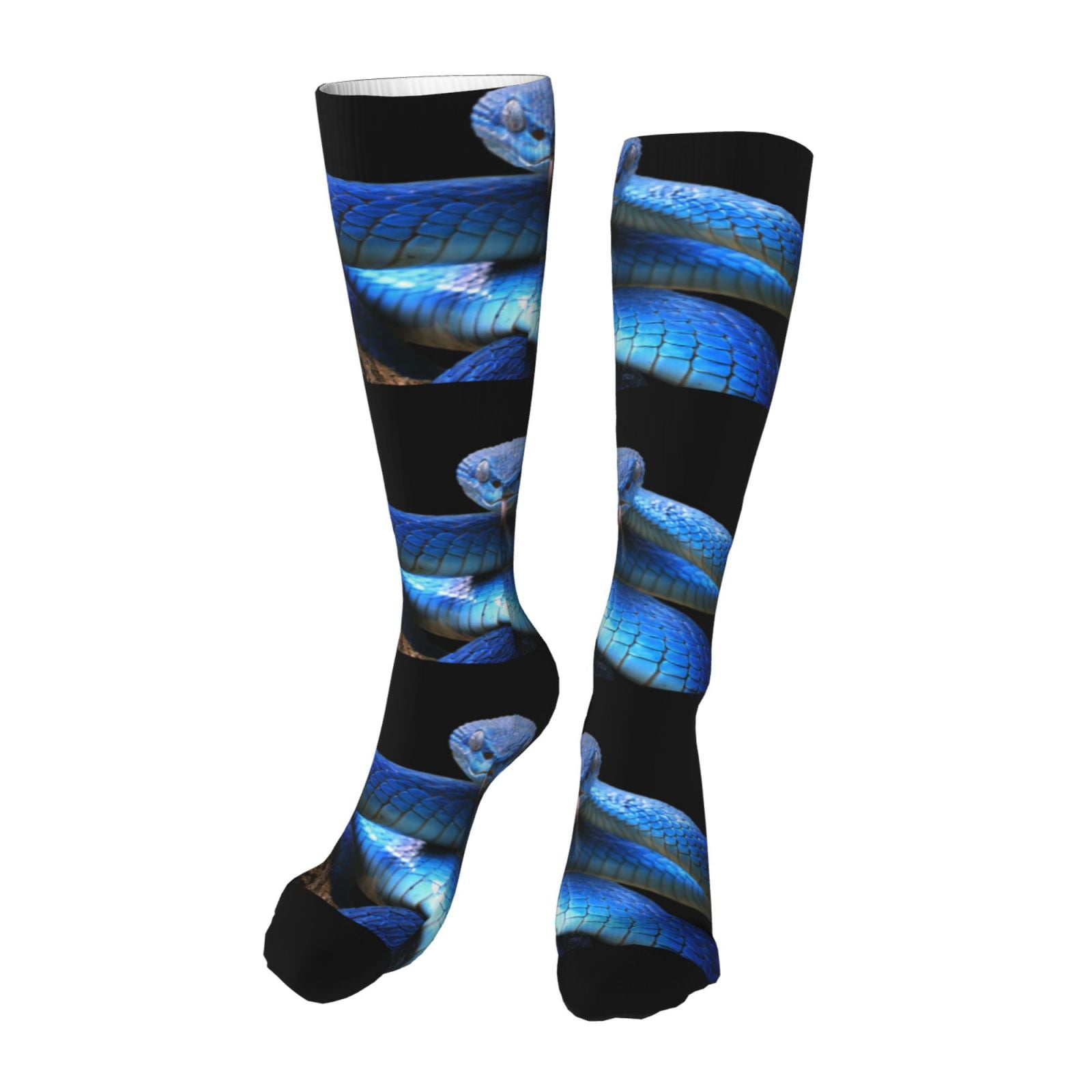 Kdxio Blue Viper Snake 2 Funny Silky Novelty Funky Long Knee High Socks ...
