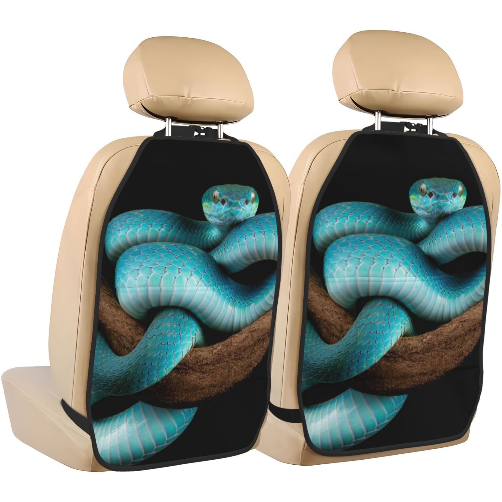Kdxio Blue Viper Snake Print 2 Pack Car Kick Mat Seat Cover Back ...