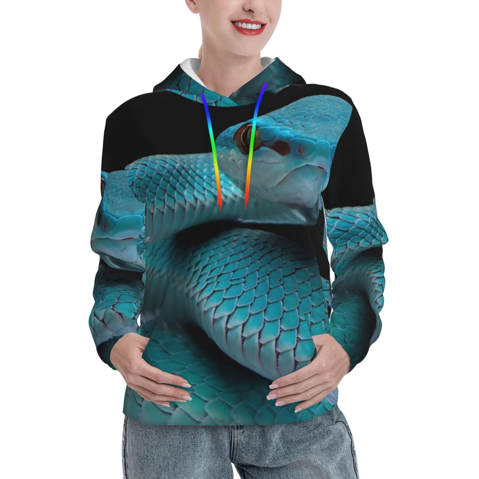 Kdxio Blue Viper Snake1 Print Womens Oversized Hoodies Sweatshirts ...