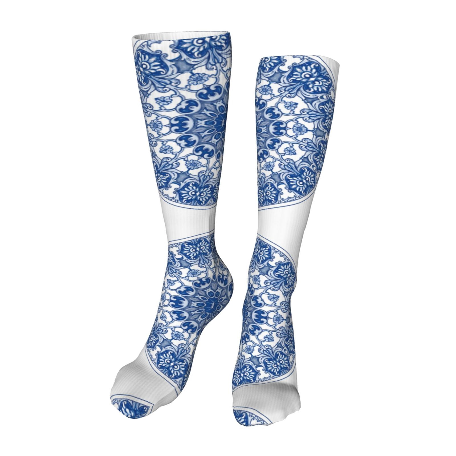 Kdxio Blue Watercolor Funny Silky Novelty Funky Long Knee High Socks ...
