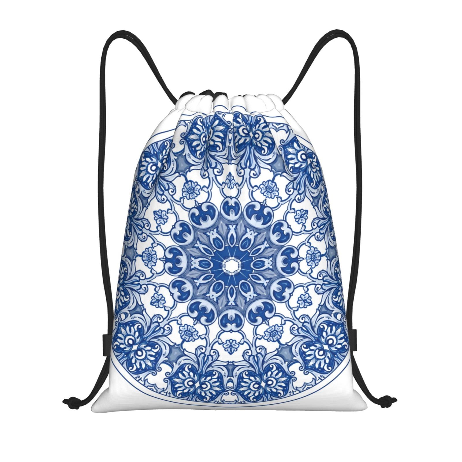 Kdxio Blue Watercolor Print Drawstring Backpack Bag,Waterproof Draw ...