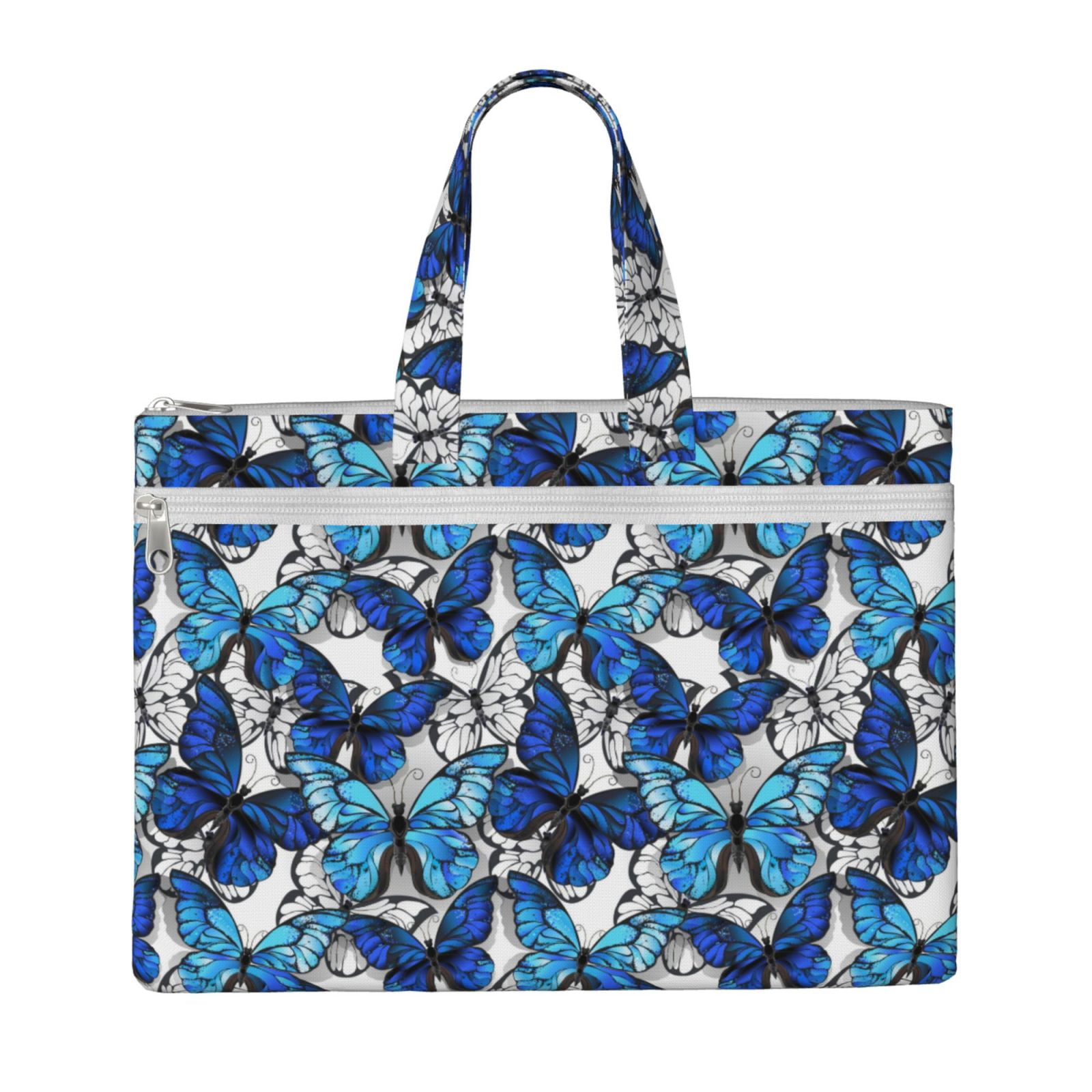 Kdxio Blue and White Butterflies File Tote Document Bag Business ...