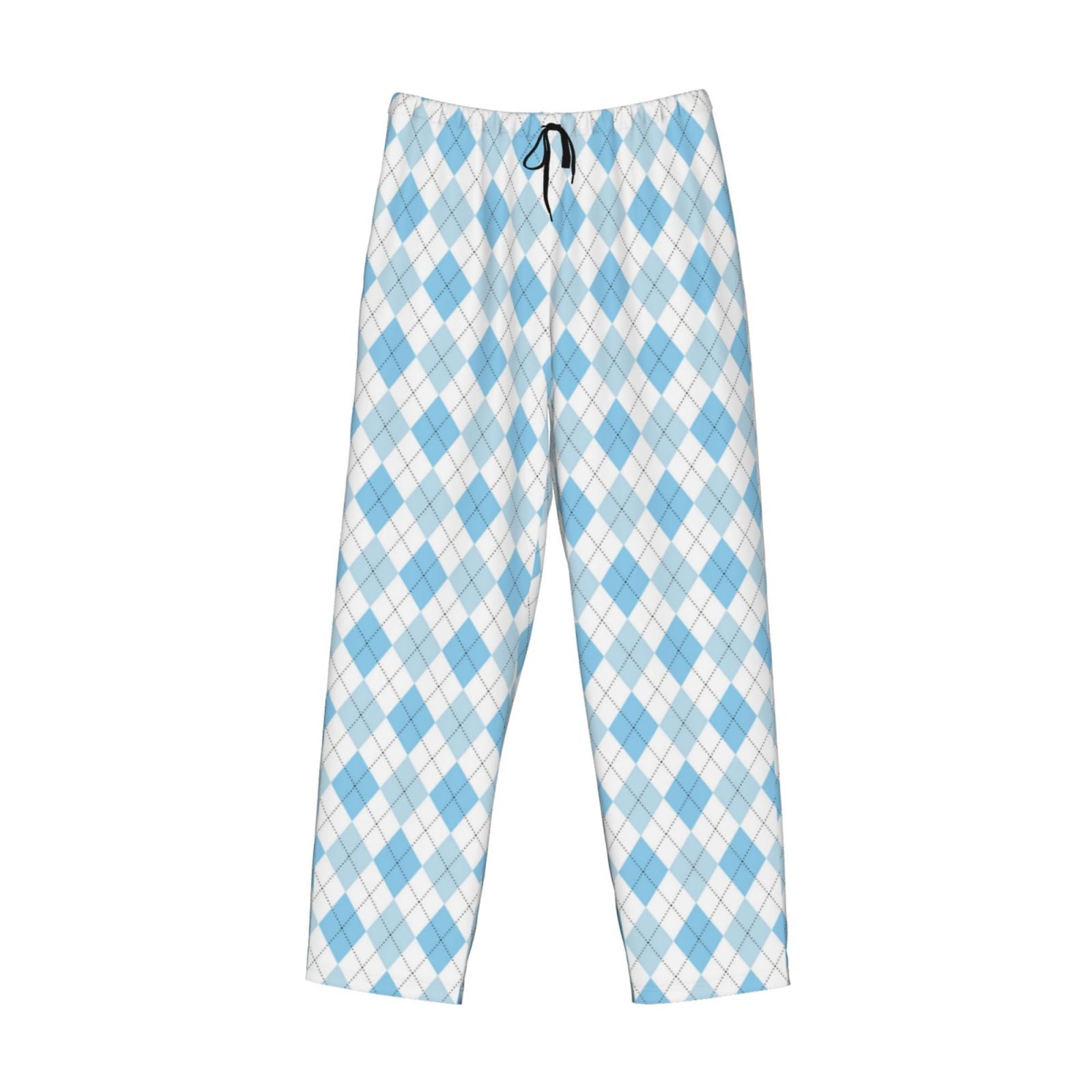 Kdxio Blue and White Squares Print Men's Sleep Pajama Pant Lounge Pants ...