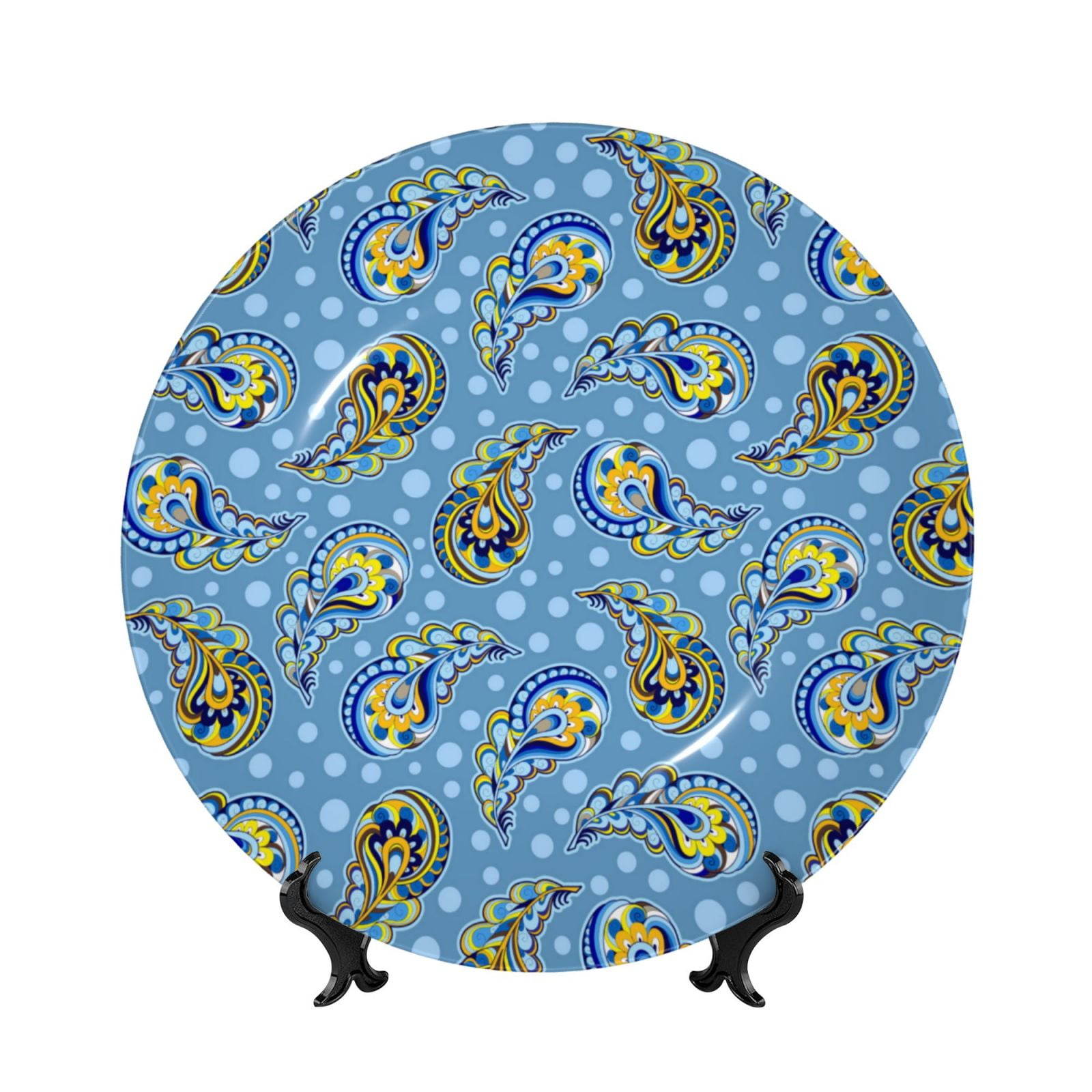 Kdxio Blue paisley pattern Bone China Decorative Plate Ceramic ...