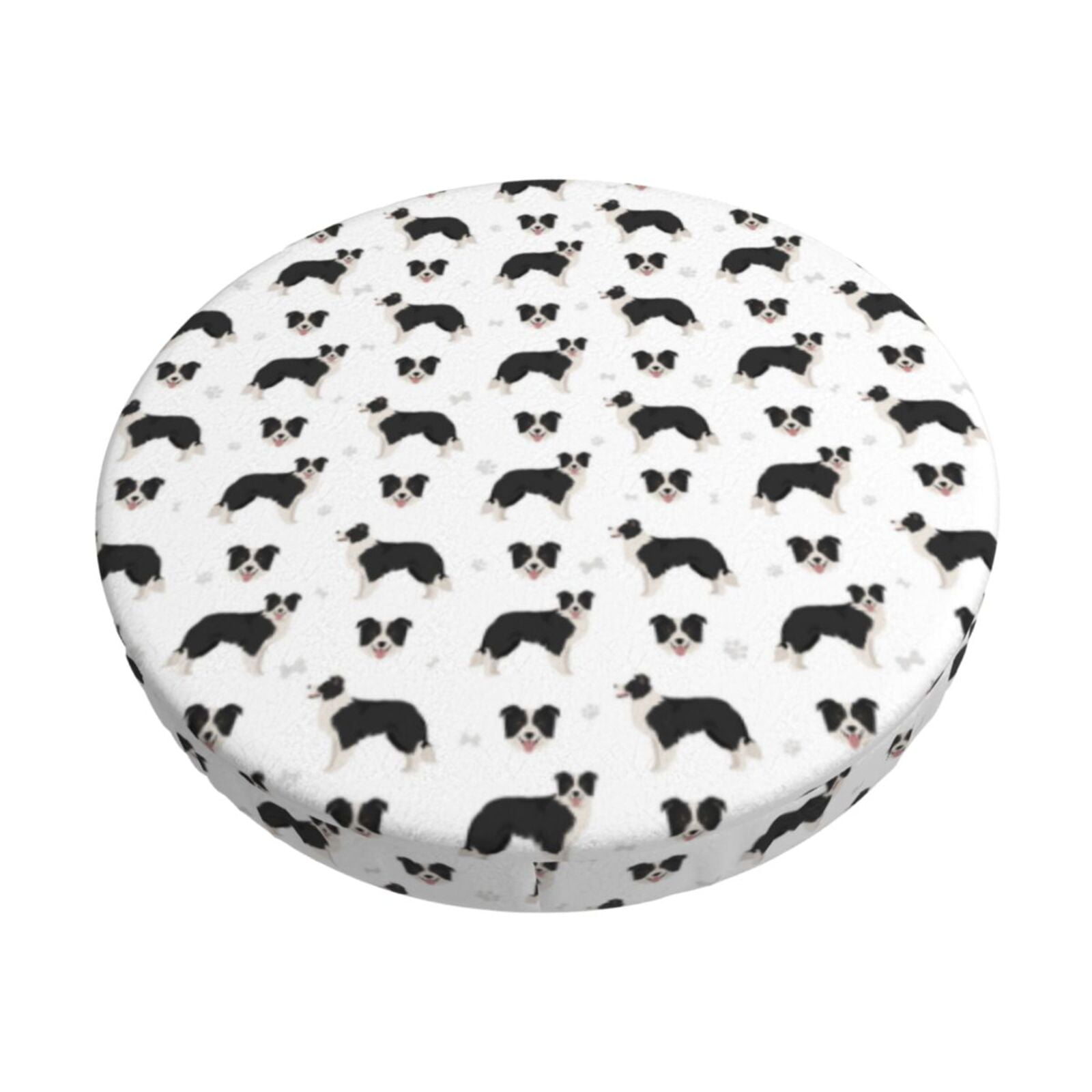 Kdxio Border Collie Dog Print Stool Covers Round,Stretch Round Bar ...
