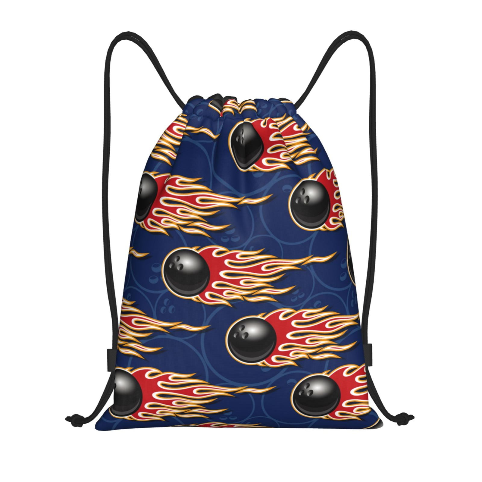 Kdxio Bowling Ball And Flame Print Drawstring Backpack Bag,Waterproof ...