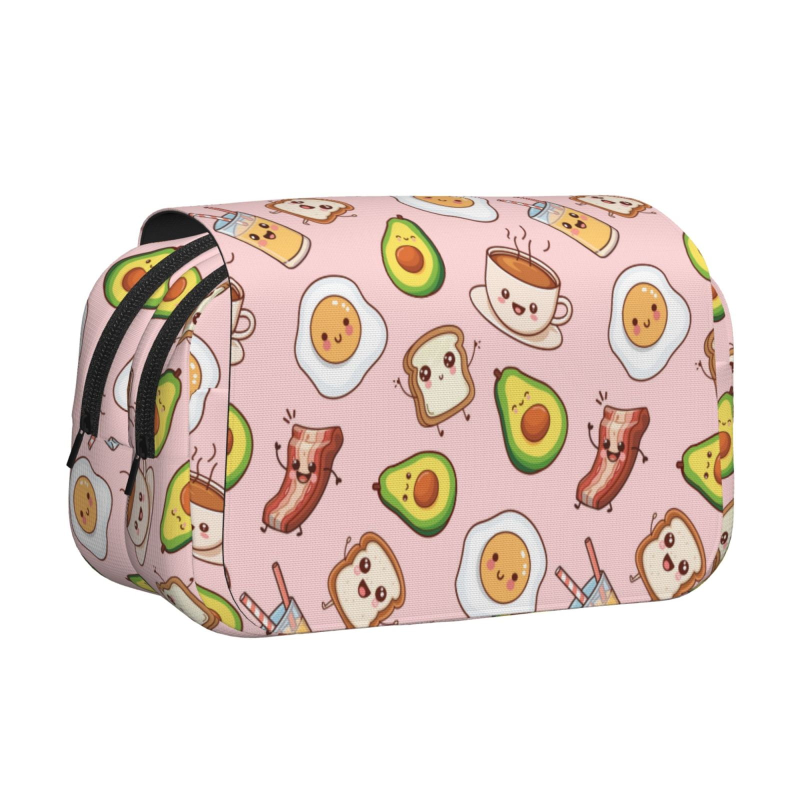 Kdxio Breakfast for Double Compartment Pen Case Oxford Organizer with ...