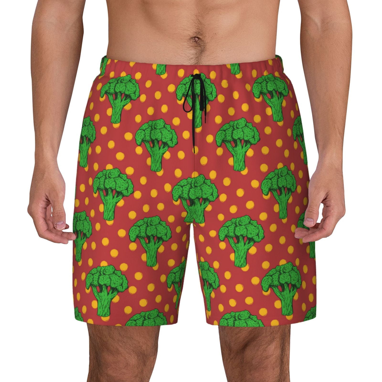 Kdxio Broccoli Print Men's Swim Trunks with Compression Liner 7 Inch ...