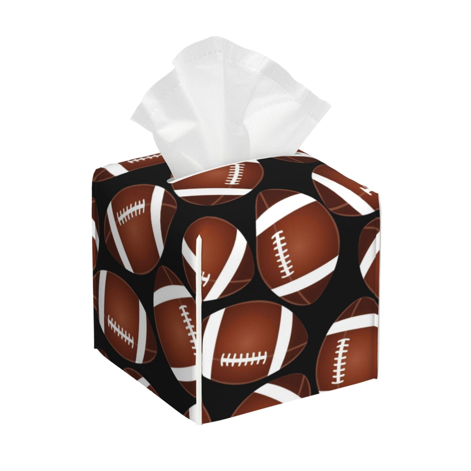 Kdxio Brown Football On Black Print Tissue Box Cover,Square Decorative ...