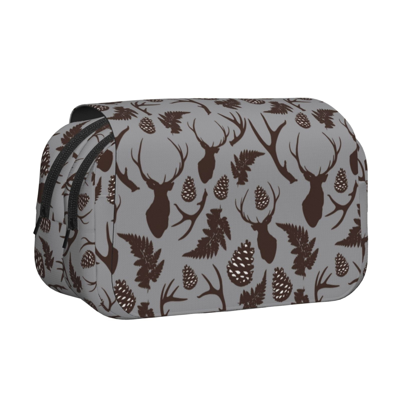 Kdxio Brown Moose with Pinecones for Double Compartment Pen Case Oxford ...