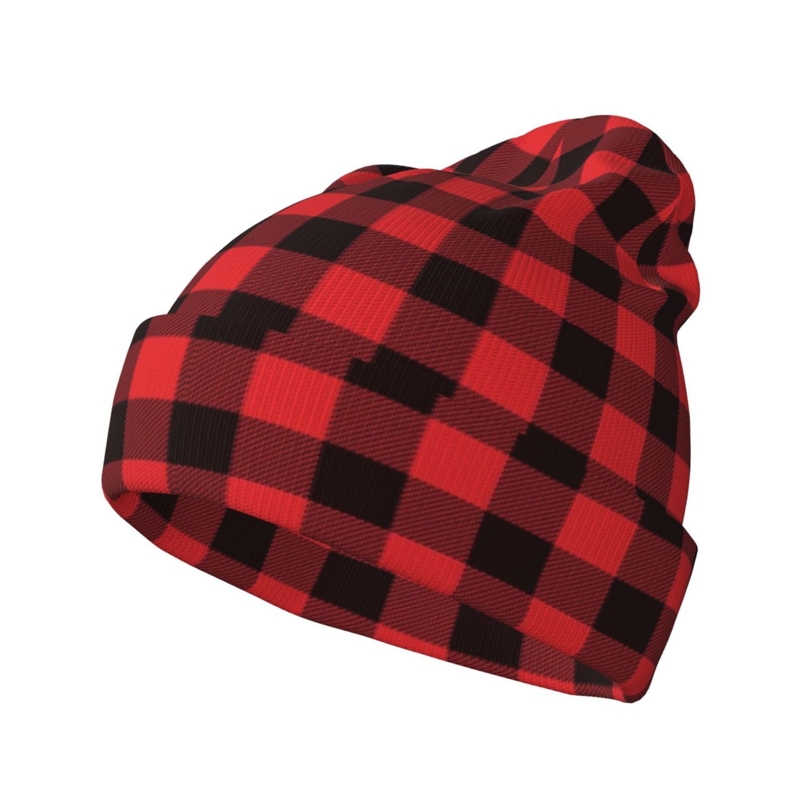 Kdxio Buffalo Plaid Red Black Winter Beanie for Men Women Beanie Knit ...