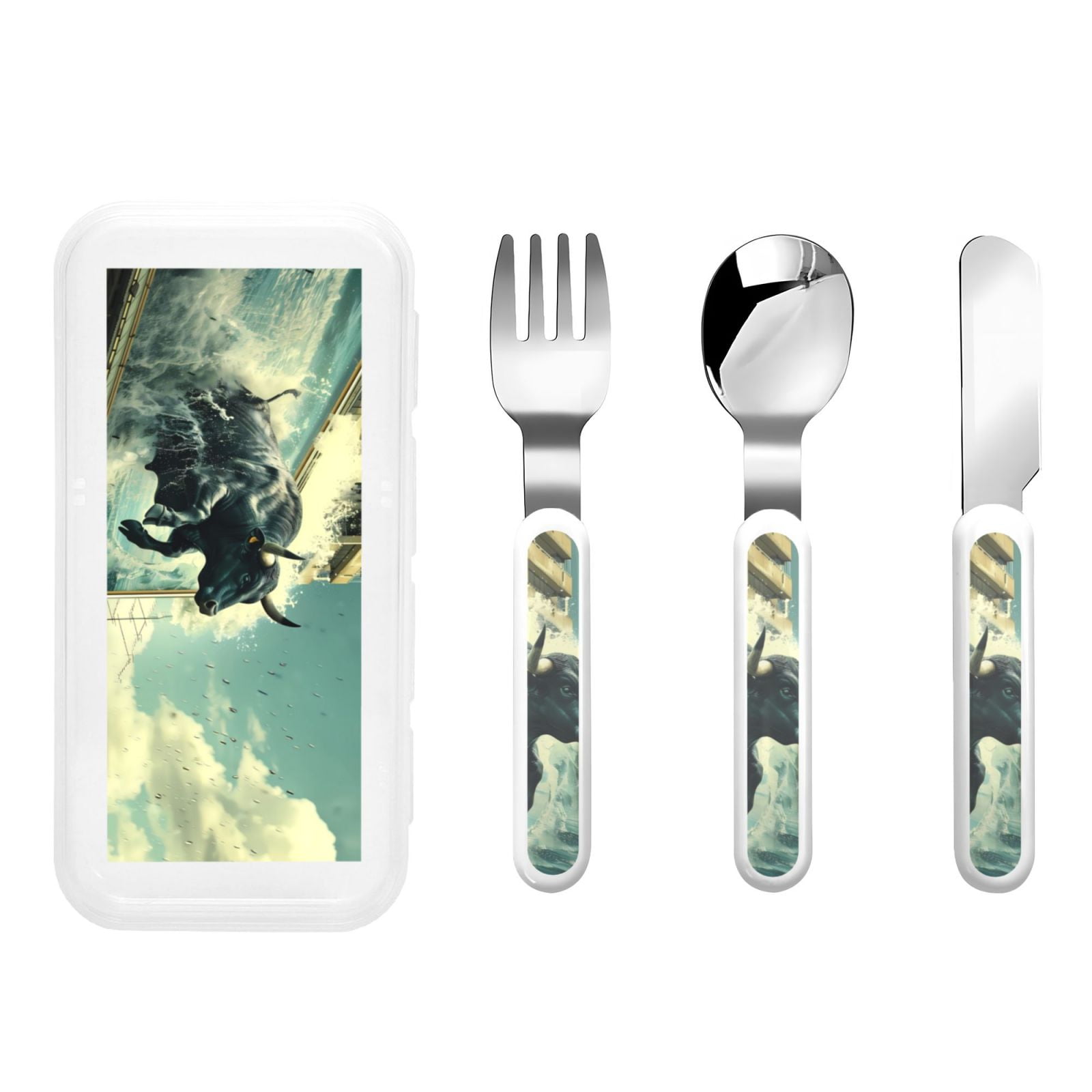 Kdxio Bull Charging Through Waves Toddler Utensils Set - Kids ...