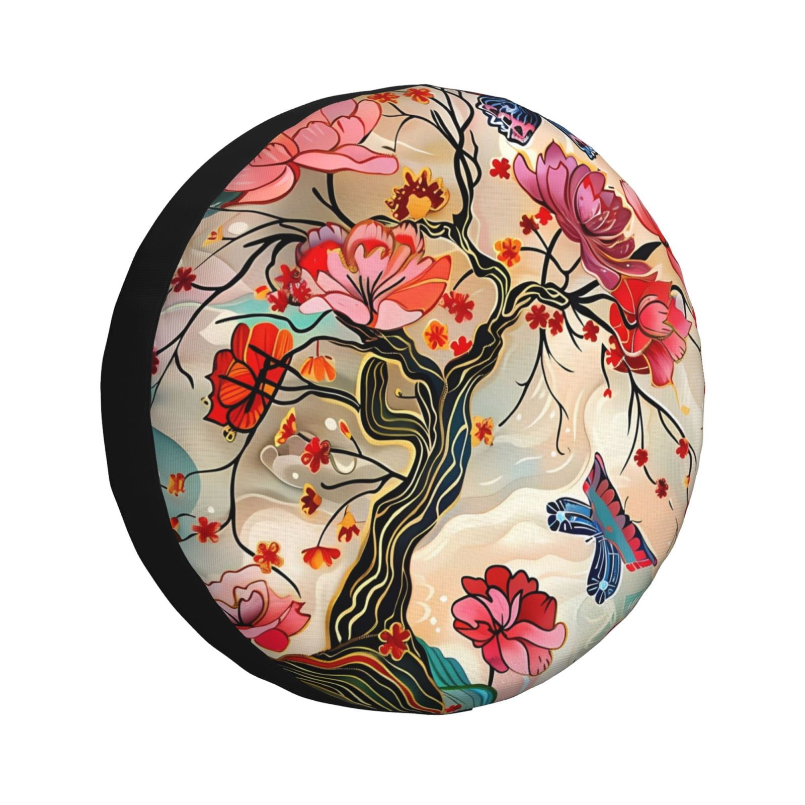 Kdxio Butterflies And Flowers Painting for Tire Cover Wheel Protectors Tyre Covers Weatherproof ...