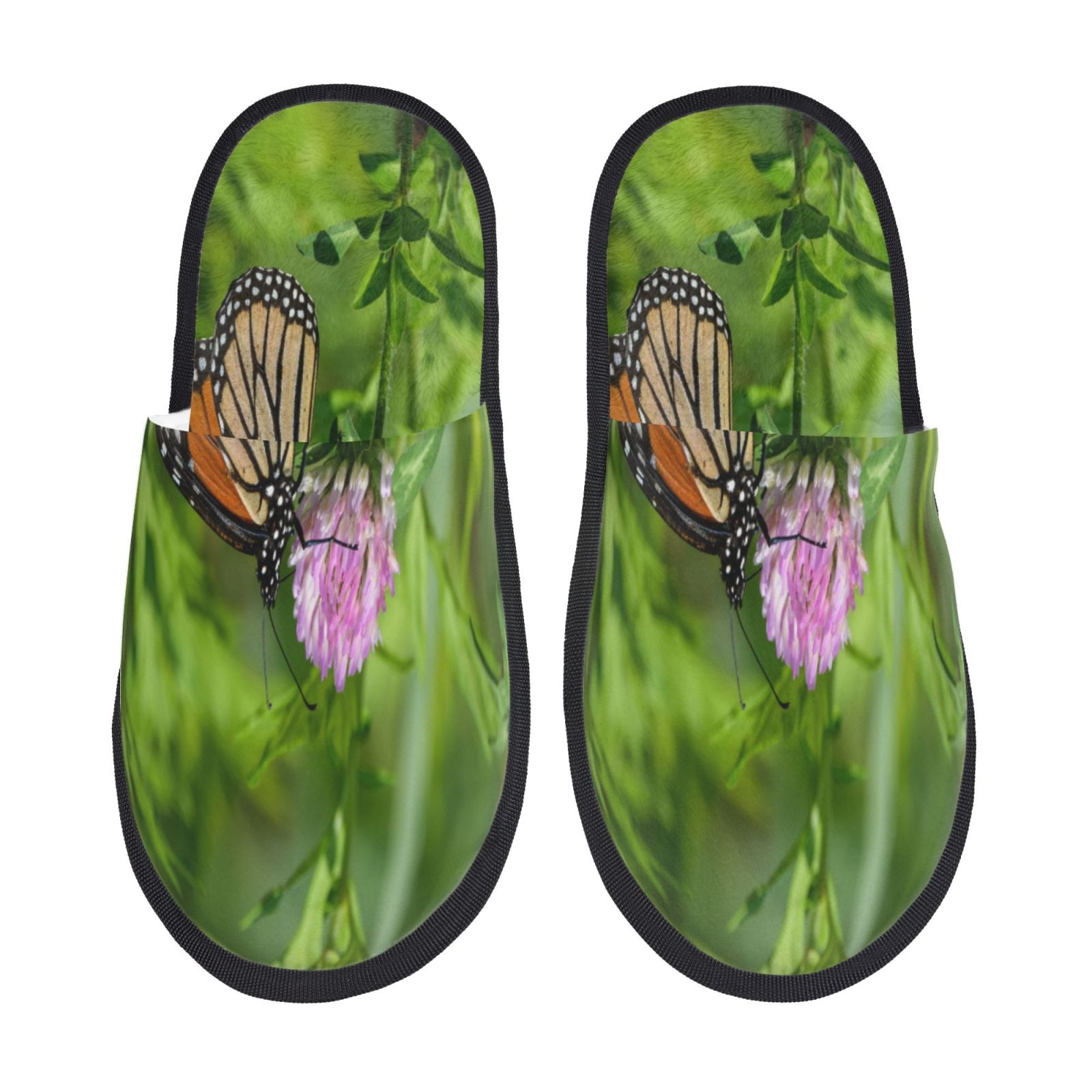Kdxio Butterflies and Floral Slippers Fuzzy House Slippers, Cozy ...