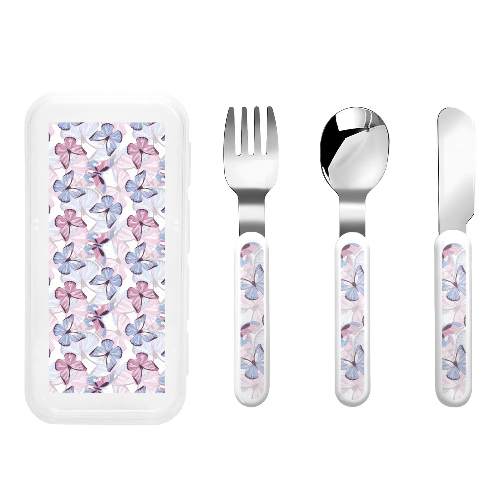 Kdxio Butterflies in Pastel Toddler Utensils Set - Kids Silverware Set ...