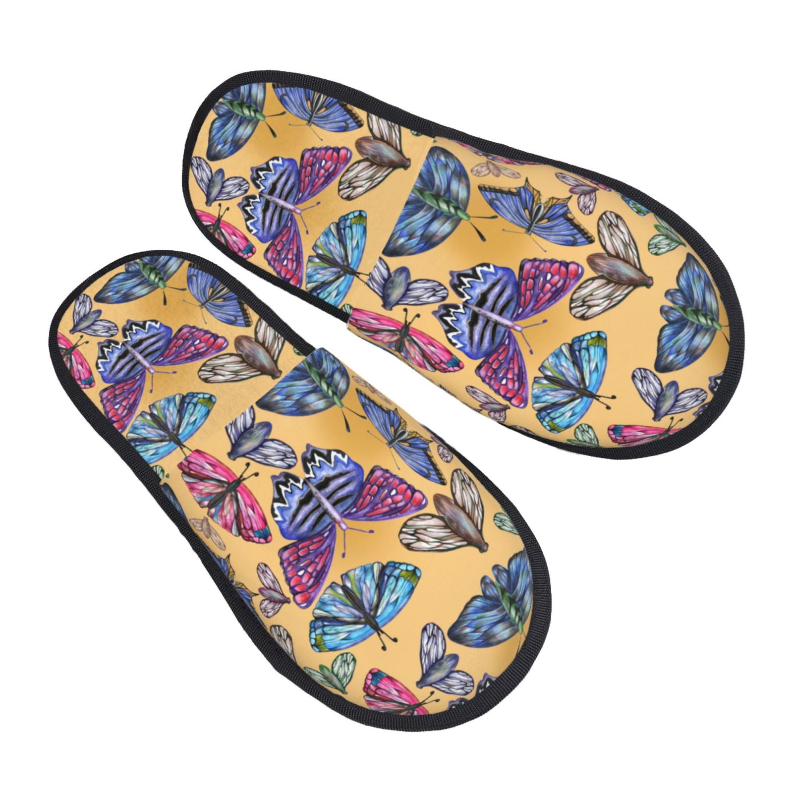 Kdxio Butterfly 3 Pattern Slippers for Women Memory Foam Fuzzy House ...
