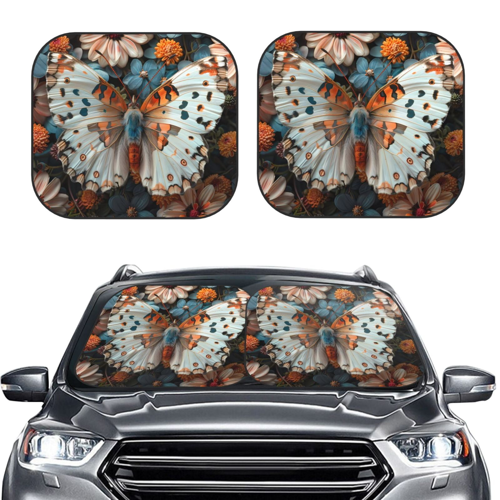Kdxio Butterfly and Bloom Beauty Print 2-Piece Sun Shade Front ...