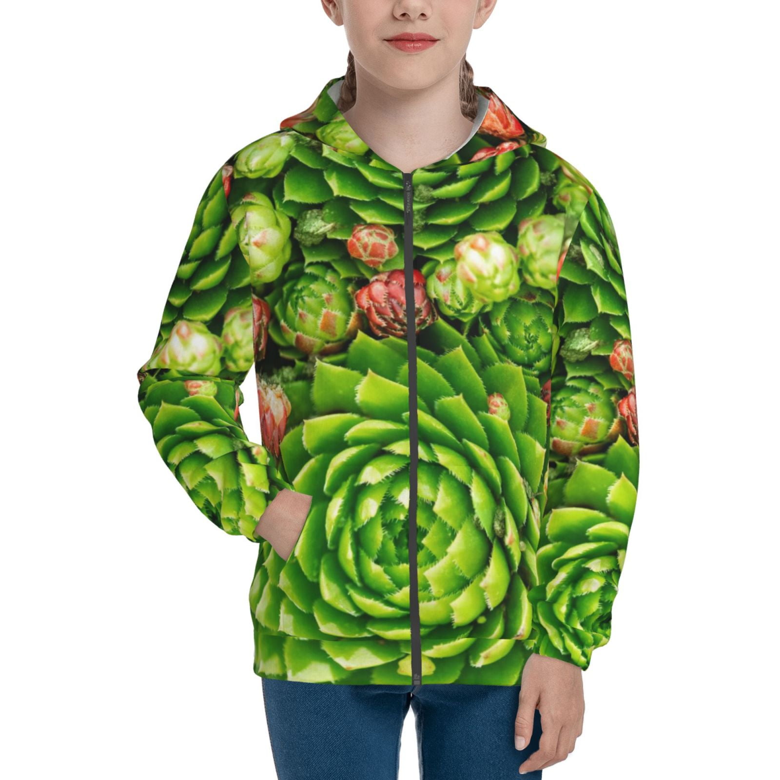 Kdxio Cactus And Succulents Pattern Kids Boys Girls Zip Up Hoodie 3D ...