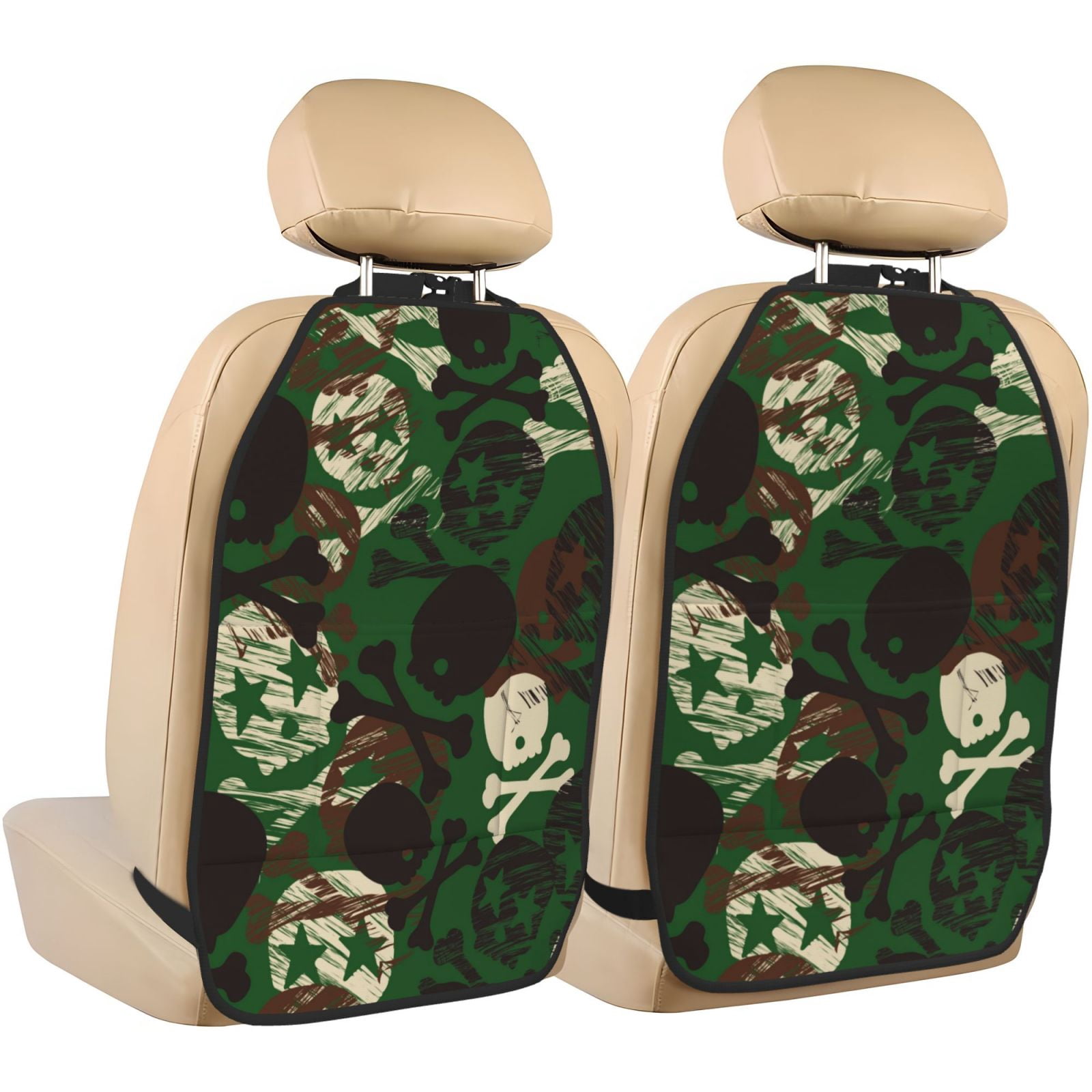 Kdxio Camouflage Skull Print 2 Pack Car Kick Mat Seat Cover Back ...