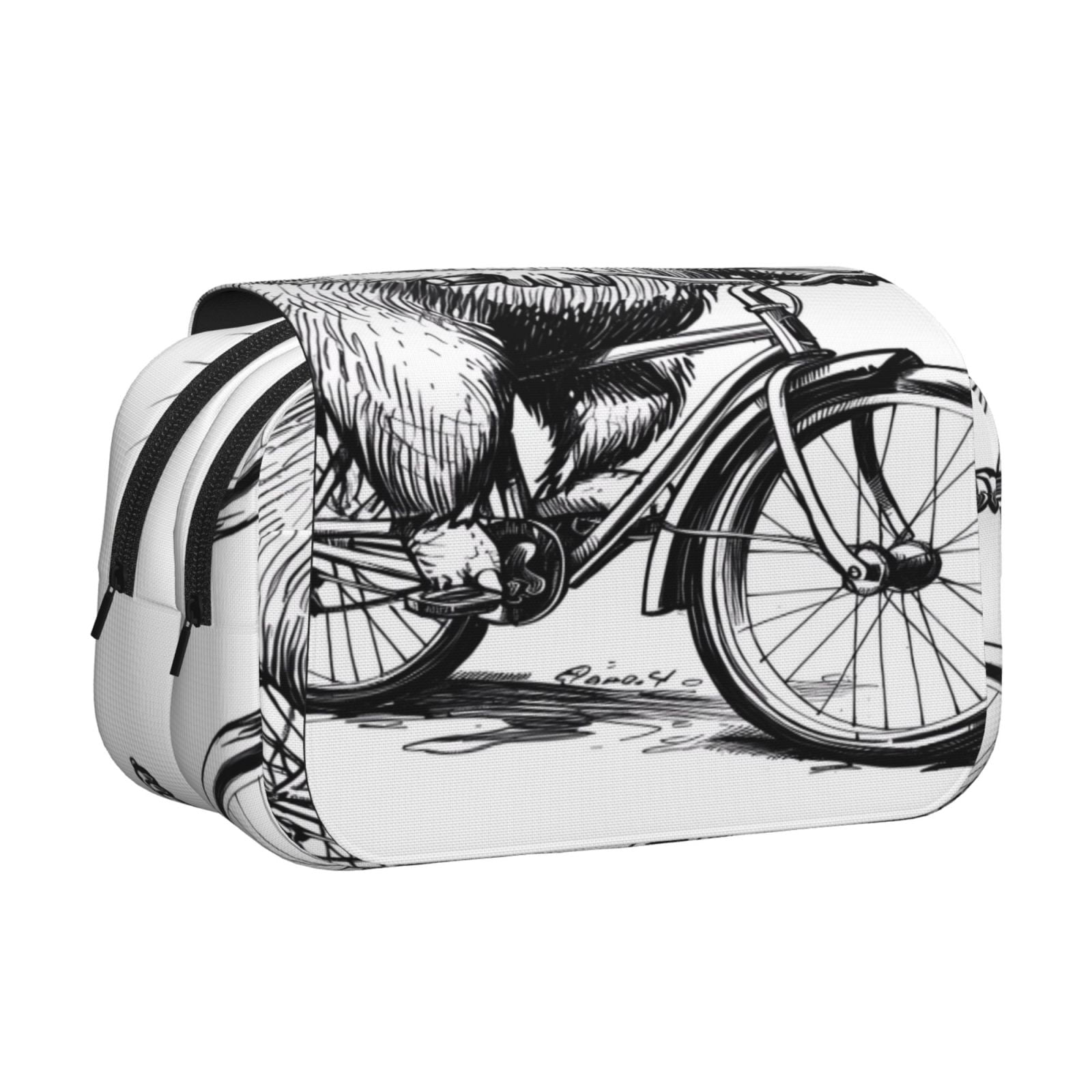 Kdxio Capybara Riding Bicycle for Double Compartment Pen Case Oxford ...