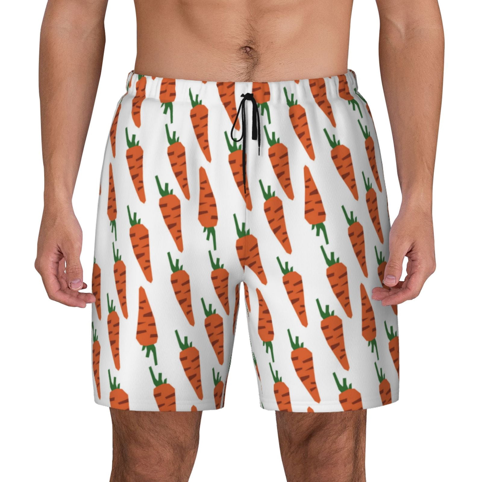 Kdxio Carrot Print Men's Swim Trunks with Compression Liner 7 Inch ...