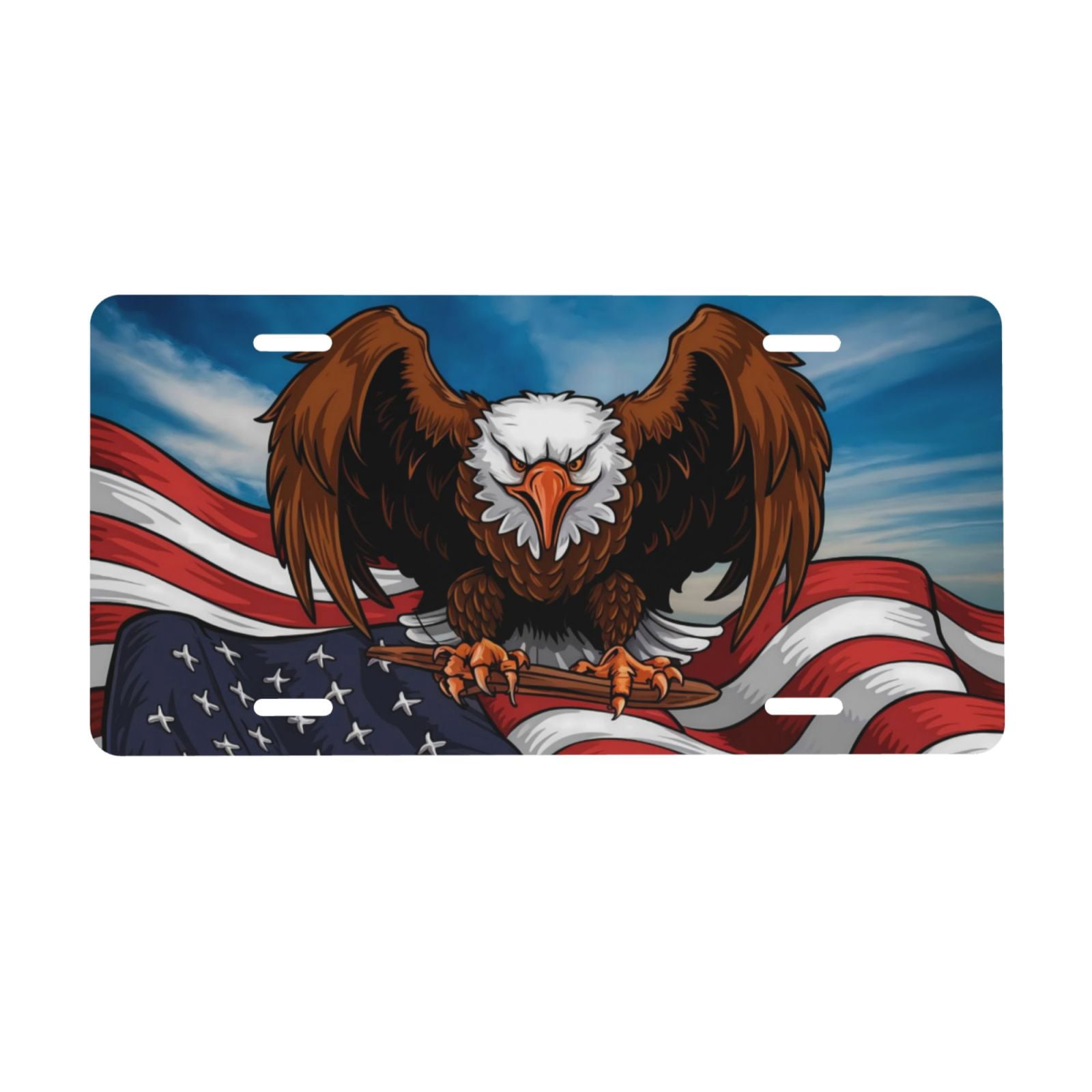 Kdxio Cartoon Bald Eagle USA License Plate Car Front License Plate Car ...