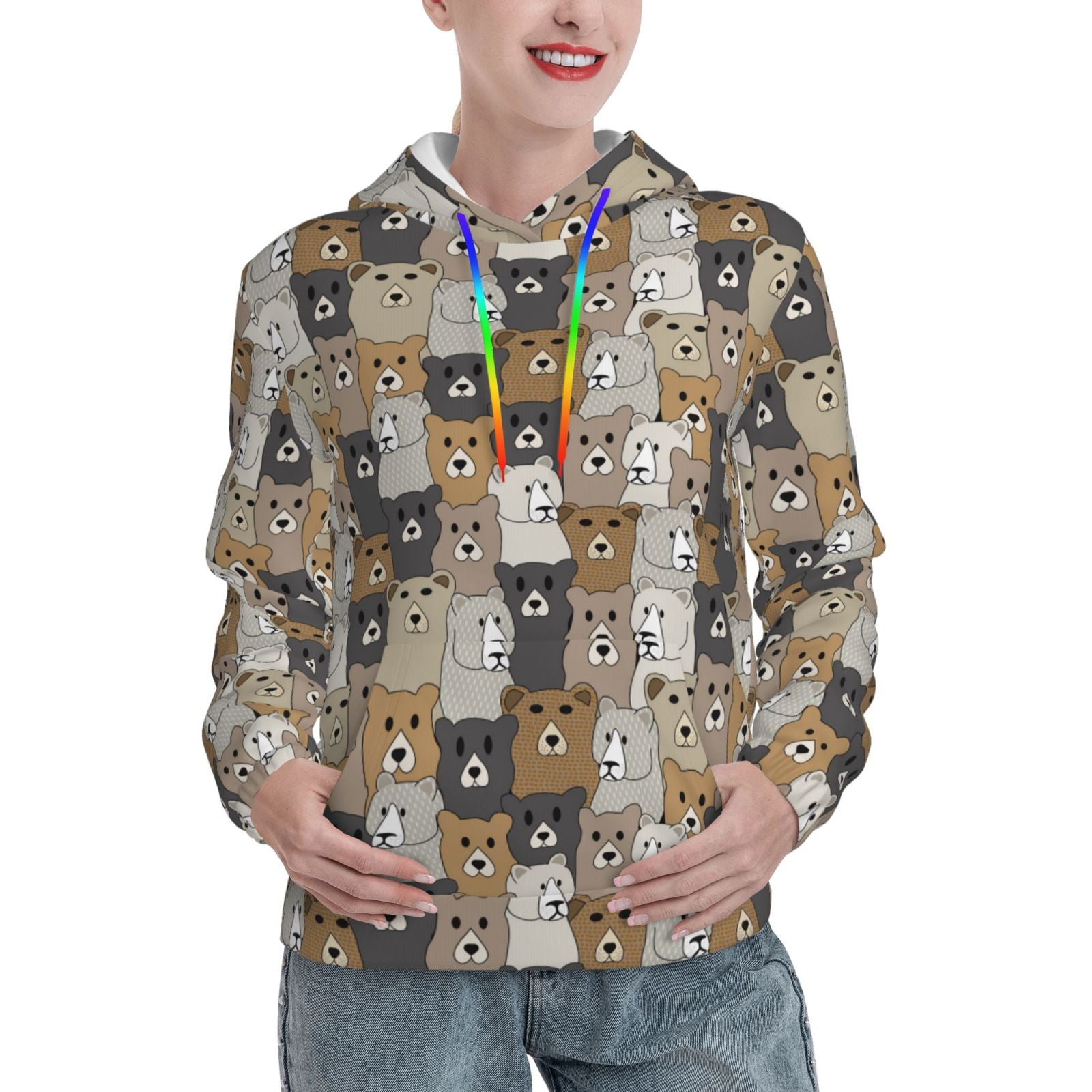 Kdxio Cartoon Bear Print Womens Oversized Hoodies Sweatshirts Hooded ...