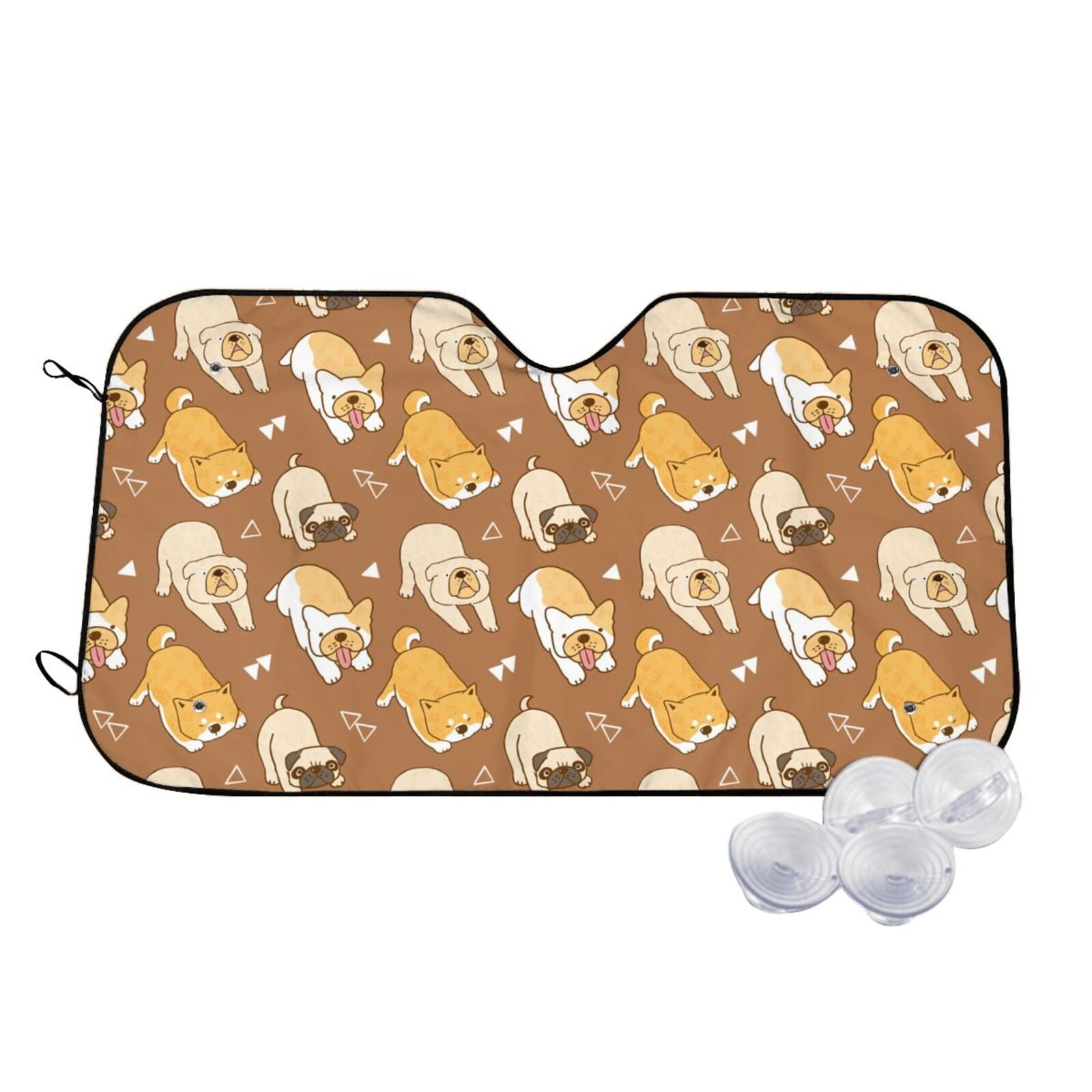 Kdxio Cartoon Bulldog Print Windshield Sun Shade,UV Rays and Sun Heat ...