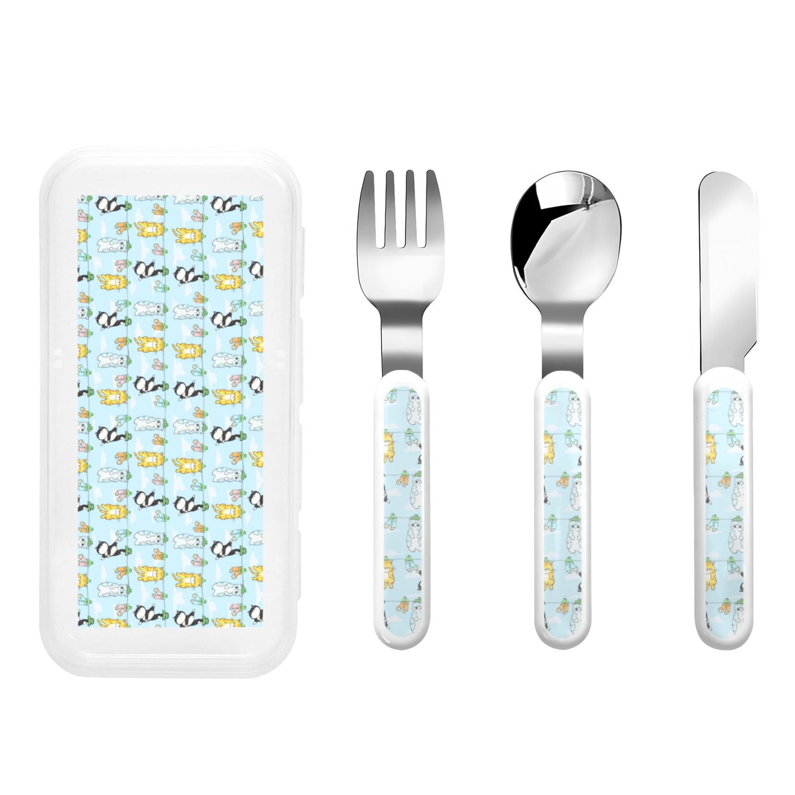 Kdxio Cartoon Cat Toddler Utensils Set - Kids Silverware Set, Set Kids ...