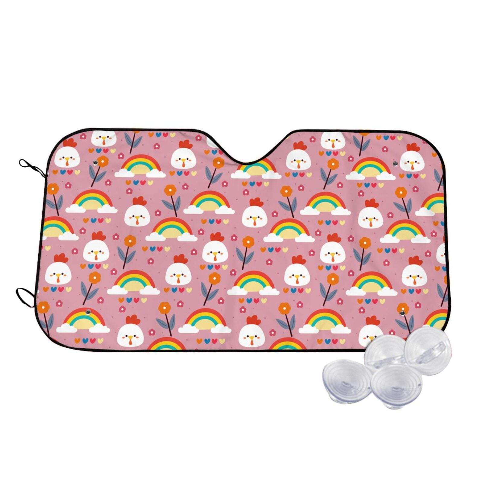 Kdxio Cartoon Chicken Print Windshield Sun Shade,UV Rays and Sun Heat ...
