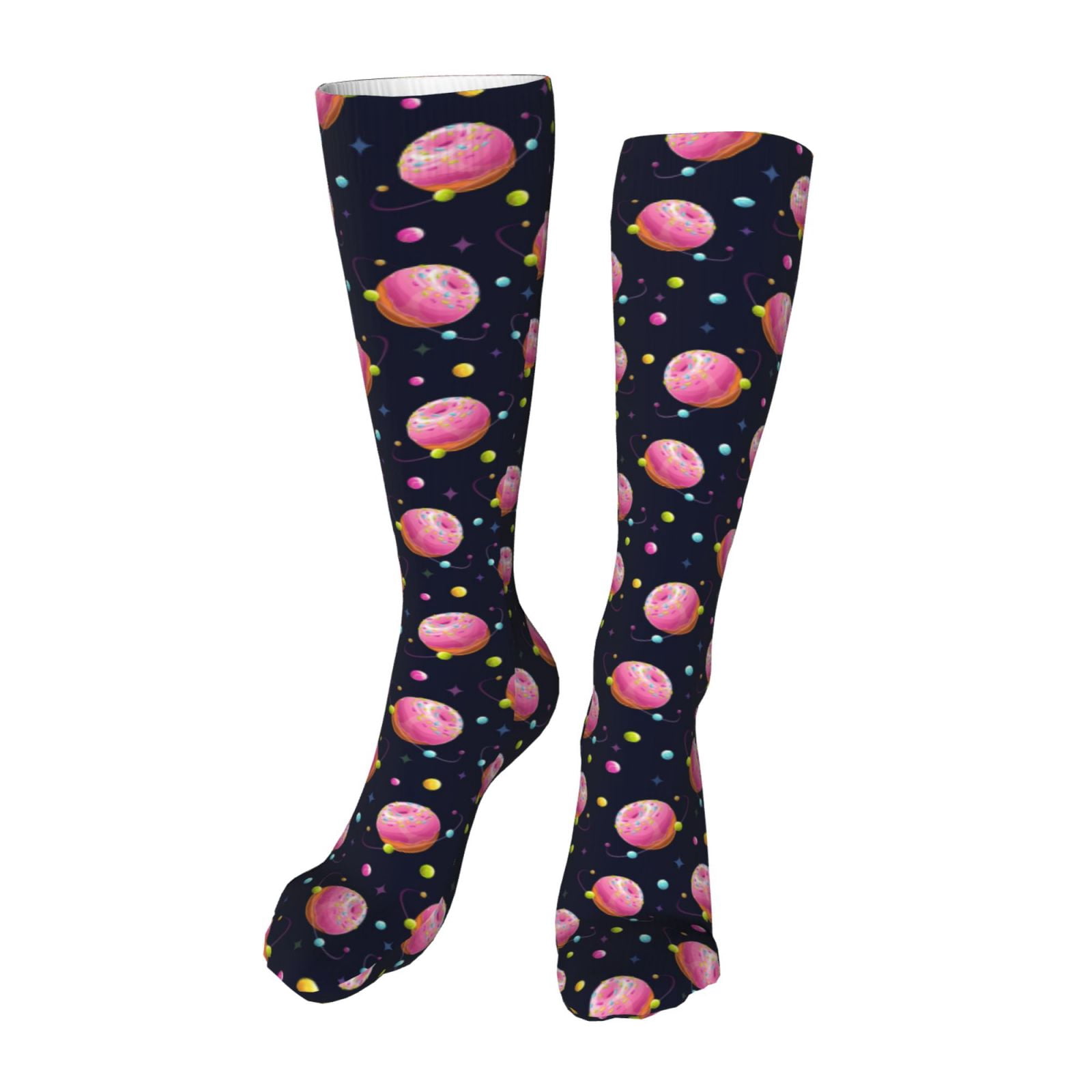 Kdxio Cartoon Donut Planets Funny Silky Novelty Funky Long Knee High ...