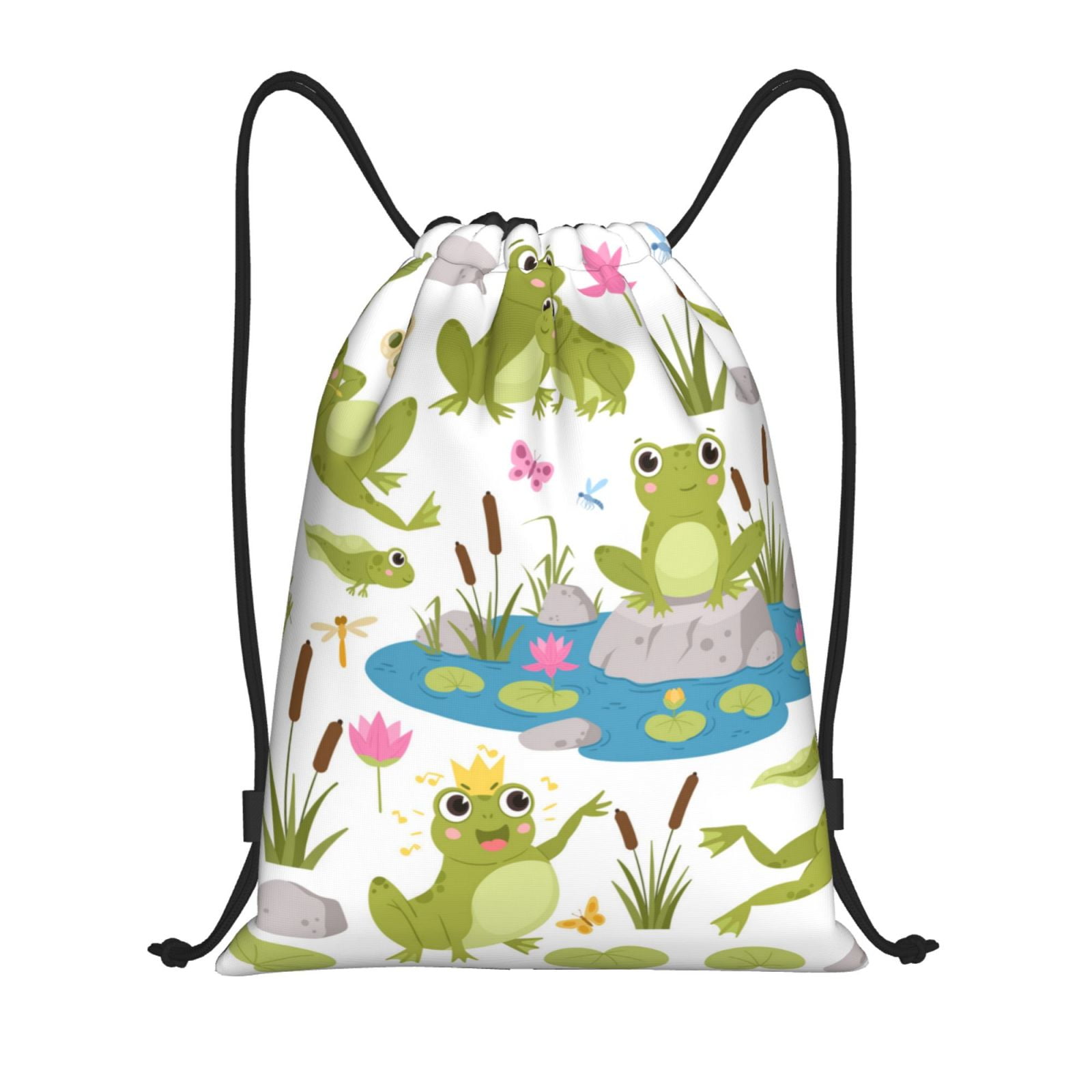 Kdxio Cartoon Frogs Print Drawstring Backpack Bag,Waterproof Draw ...