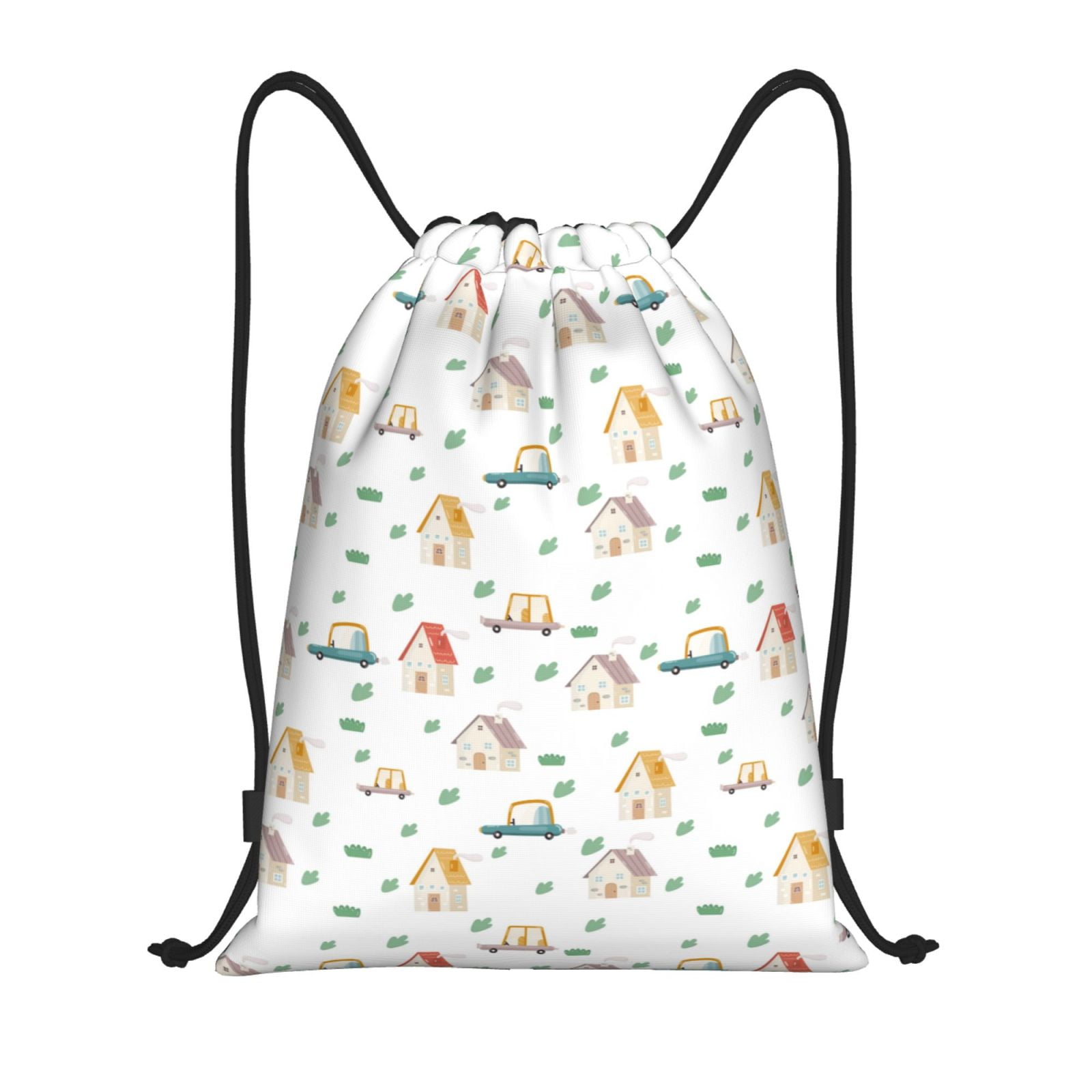 Kdxio Cartoon House Print Drawstring Backpack Bag,Waterproof Draw ...