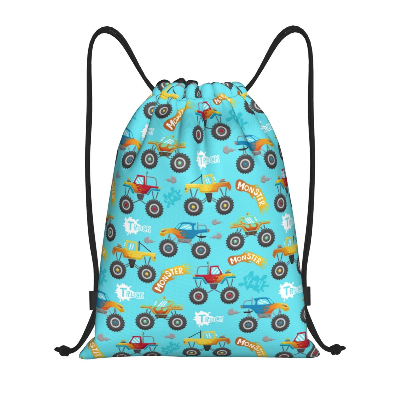 Kdxio Cartoon Monster Truck Print Drawstring Backpack Bag,Waterproof ...