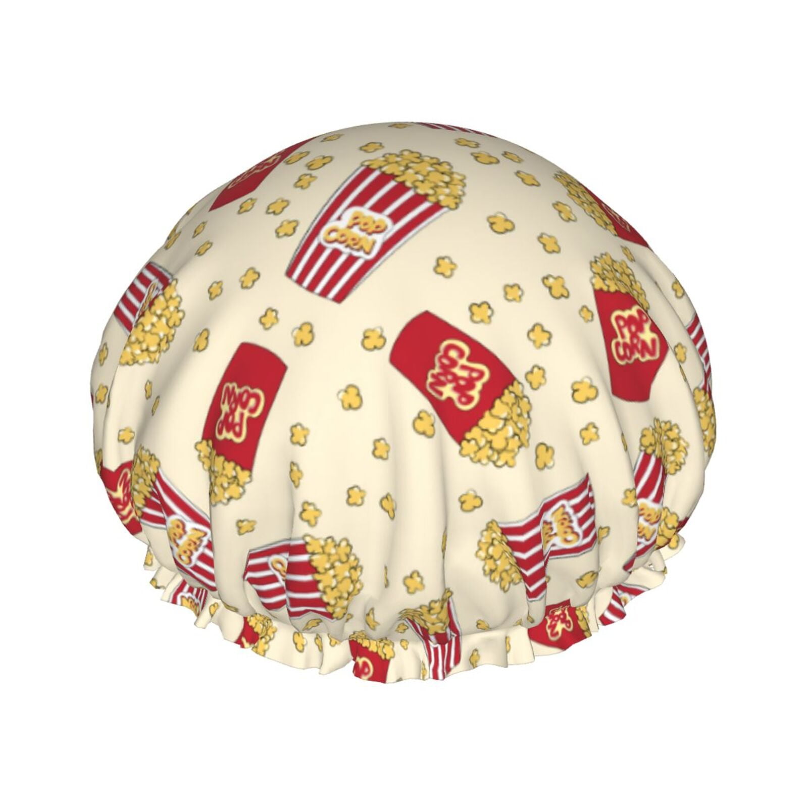 Kdxio Cartoon Popcorn Print Shower Cap for Women,Elastic and Reusable ...