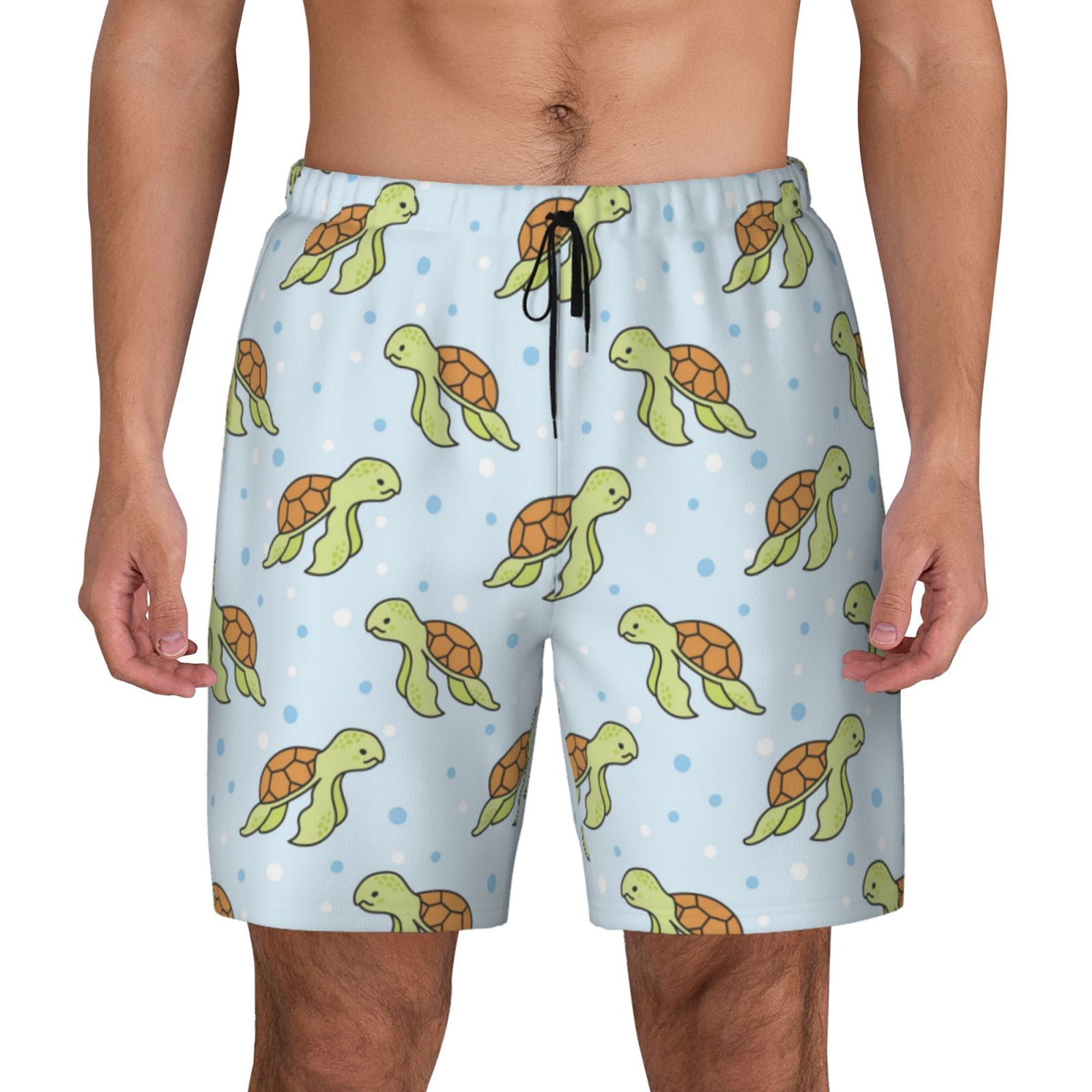Kdxio Cartoon Sea Turtle Print Men's Swim Trunks with Compression Liner ...